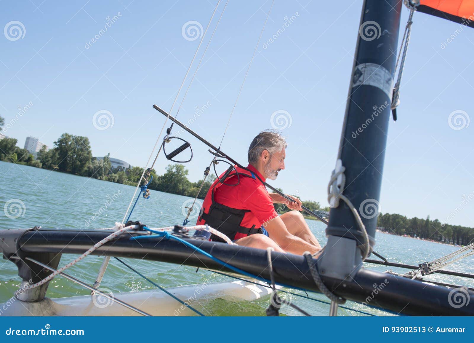 Main sailing in lake stock image. Image of sailor, sailyacht - 93902513