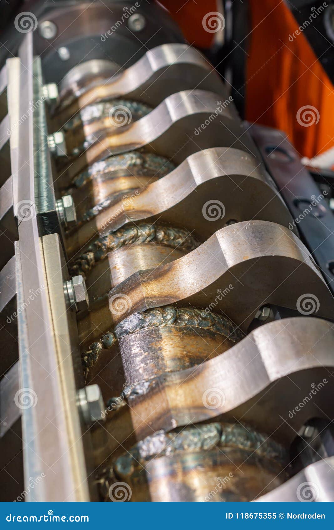 The Main Shaft of a Mechanical Industrial Shredder. Stock Image - Image ...