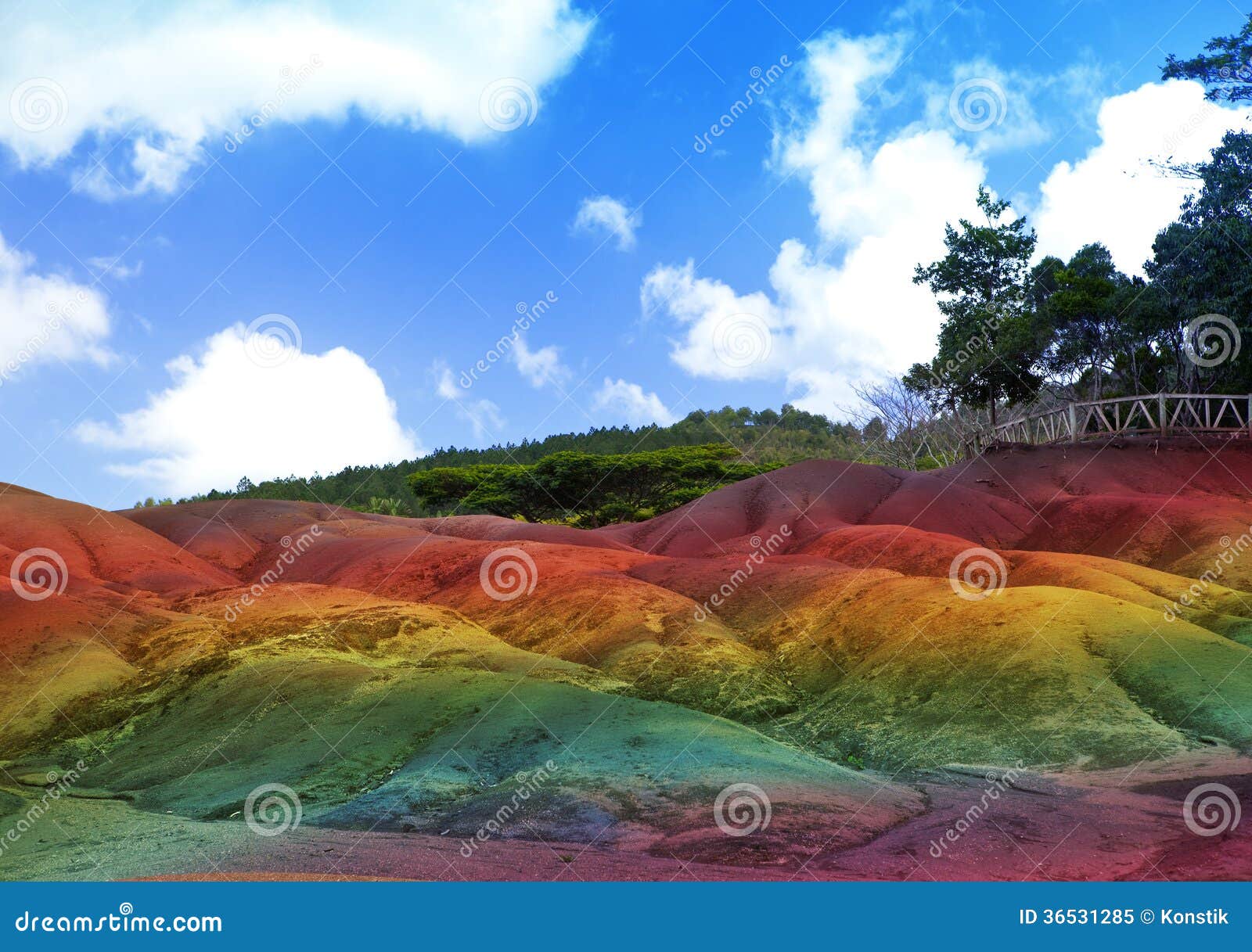Main Sight of Mauritius- Chamarel- Seven Color Lands in a Sunny Day ...