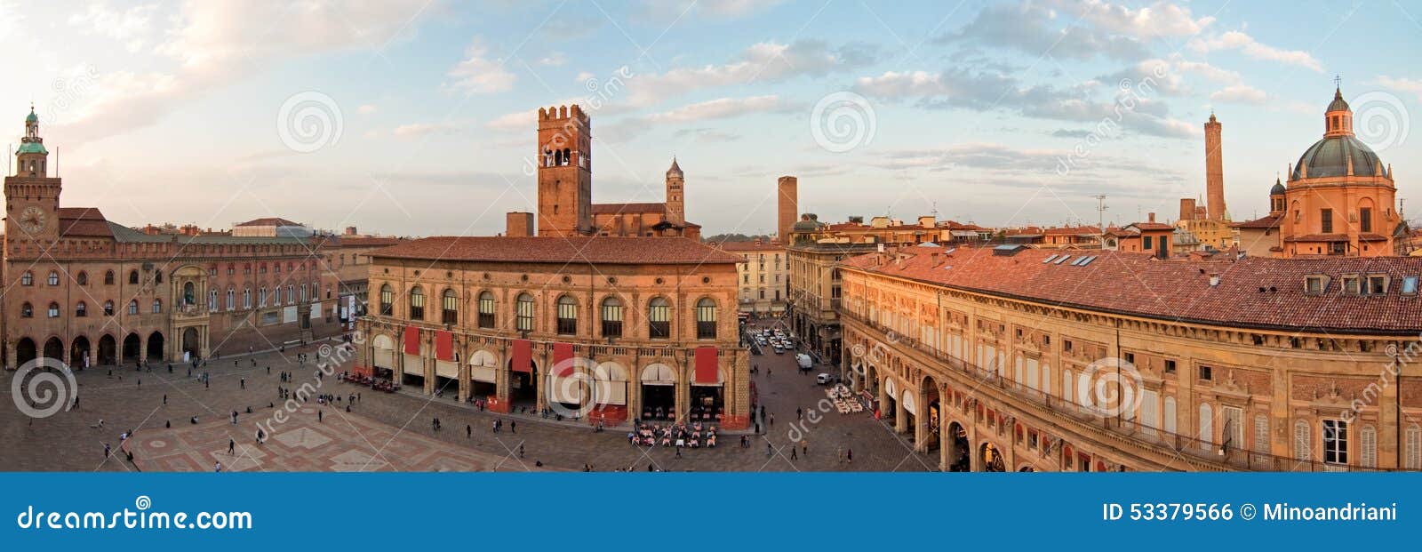 Main square - bologna stock photo. Image of asinelli - 53379566