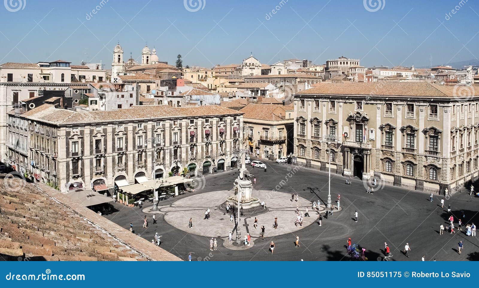 The Main Square of Catania, `Piazza Duomo`, Seen from Above Stock Image ...