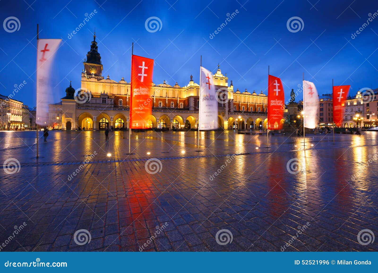 Main square in Krakow. editorial photo. Image of rainy - 52521996