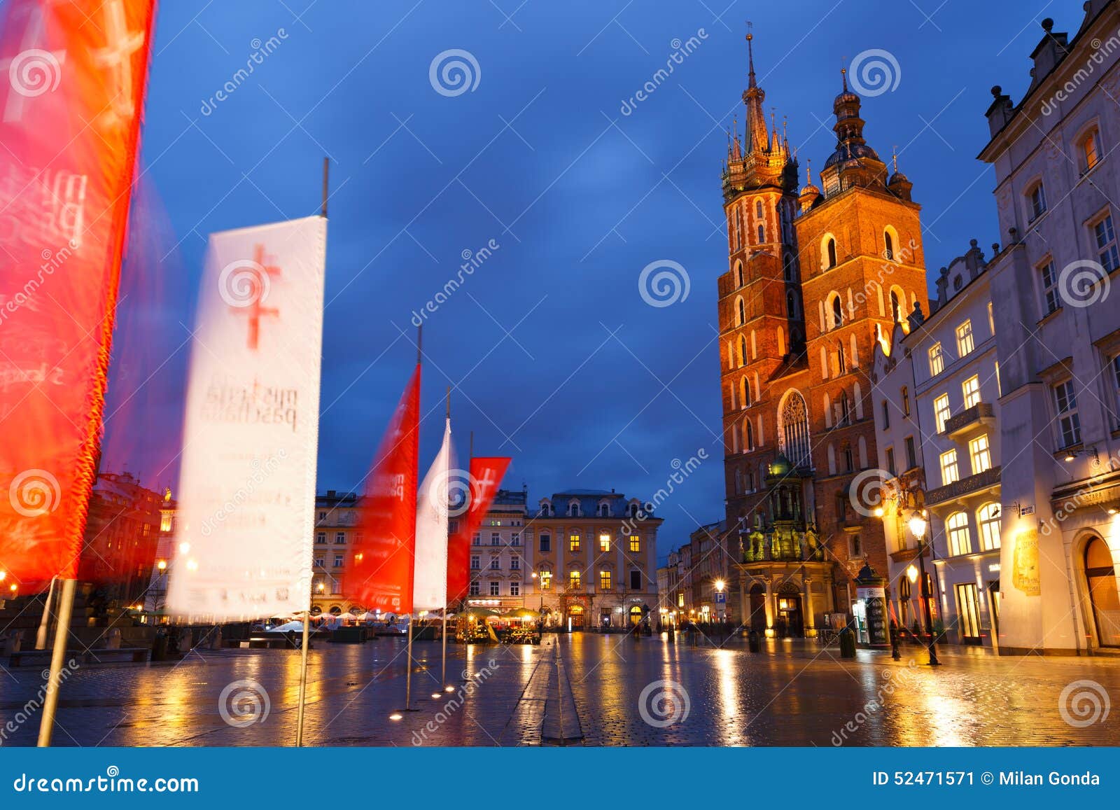 Main square in Krakow. editorial photo. Image of towers - 52471571