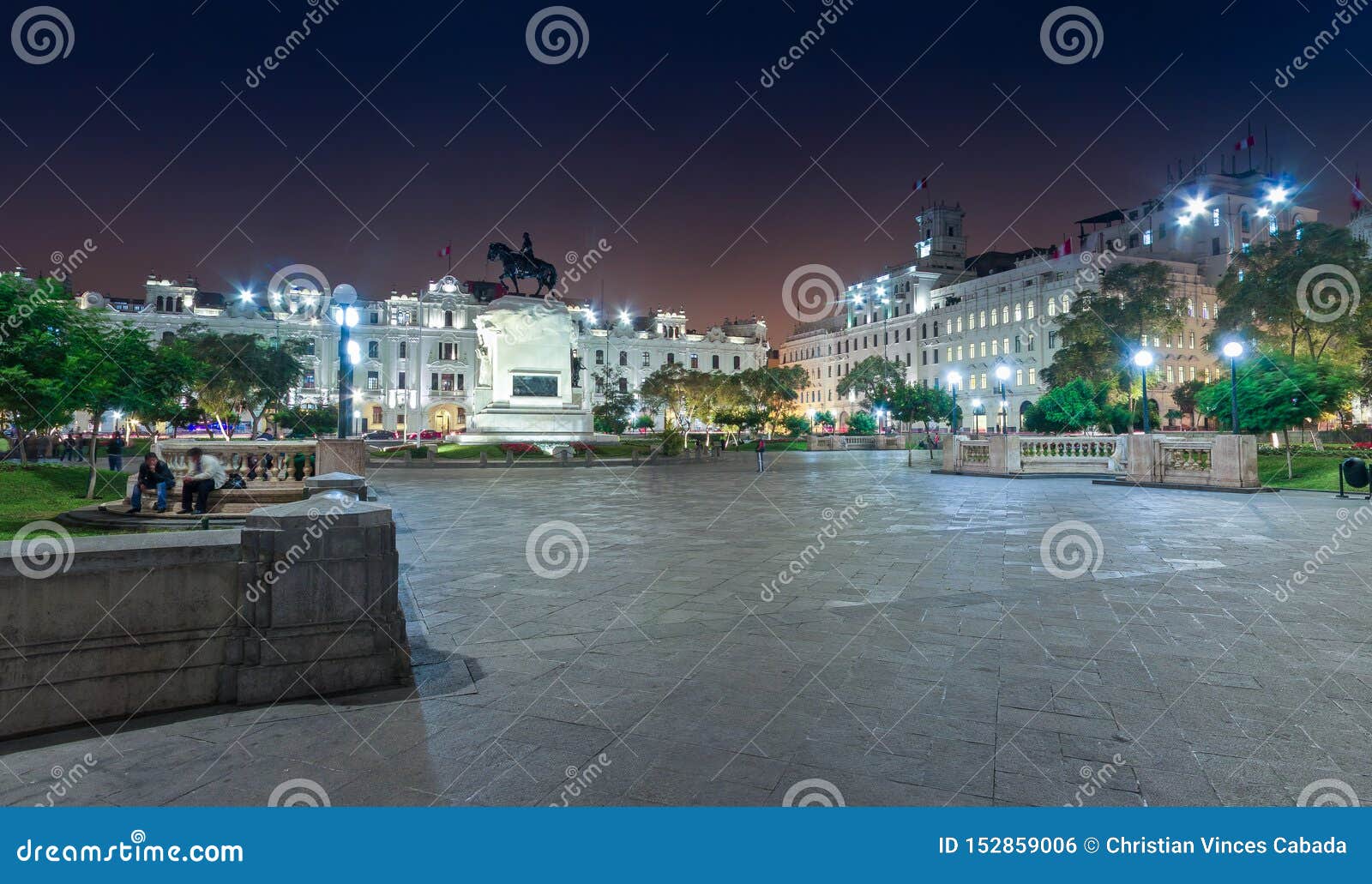 Lima Downtown at Night in Peru Stock Photo - Image of church ...