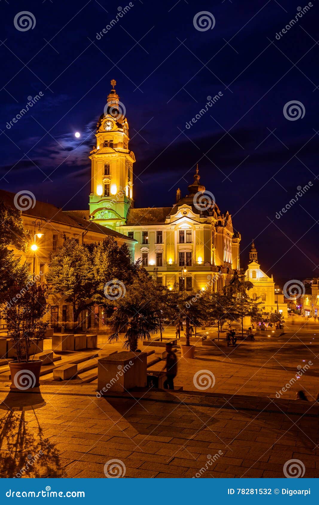 Main Square by Night, Pecs, Hungary Stock Photo - Image of historic ...