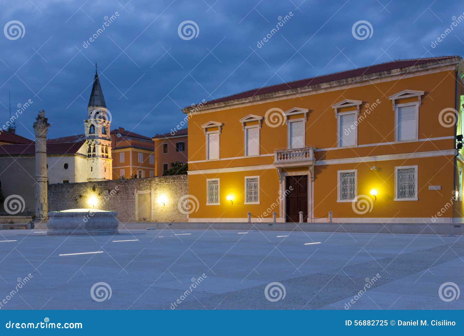 Main Square at Night Zadar. Croatia Stock Image - Image of ...
