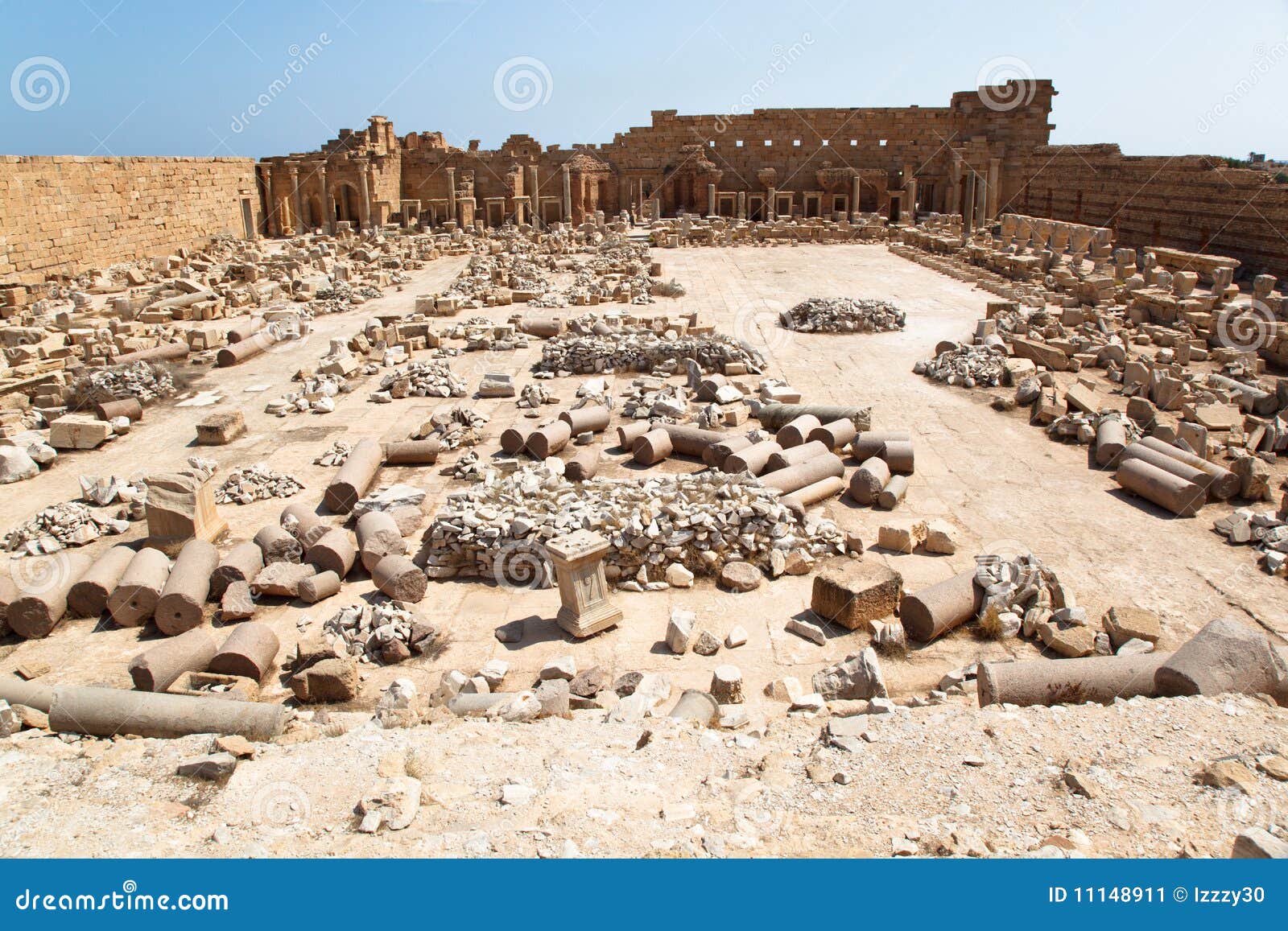 Main Square in Old Roman Town, Leptis Magna Libya Stock Image - Image ...
