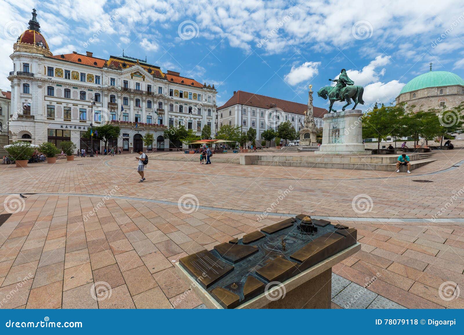 Main Square in Pecs (Szechenyi Square), in Southern Hungary Editorial ...