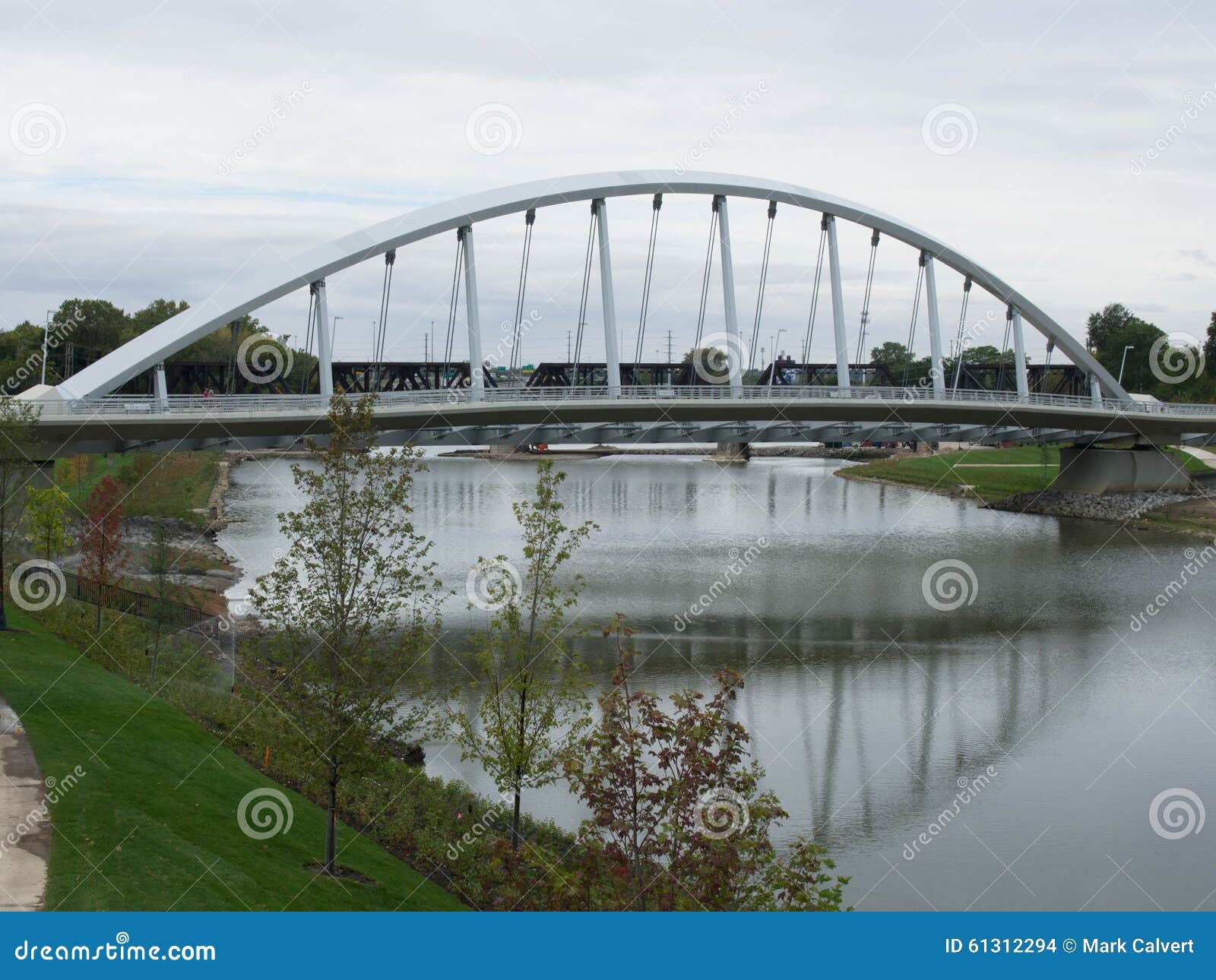 Main St Bridge stock photo. Image of single, deck, inclined - 61312294