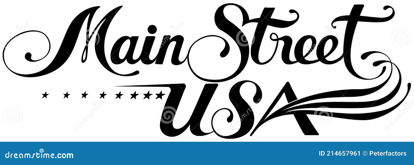Main St USA - Custom Calligraphy Text Stock Vector - Illustration of ...
