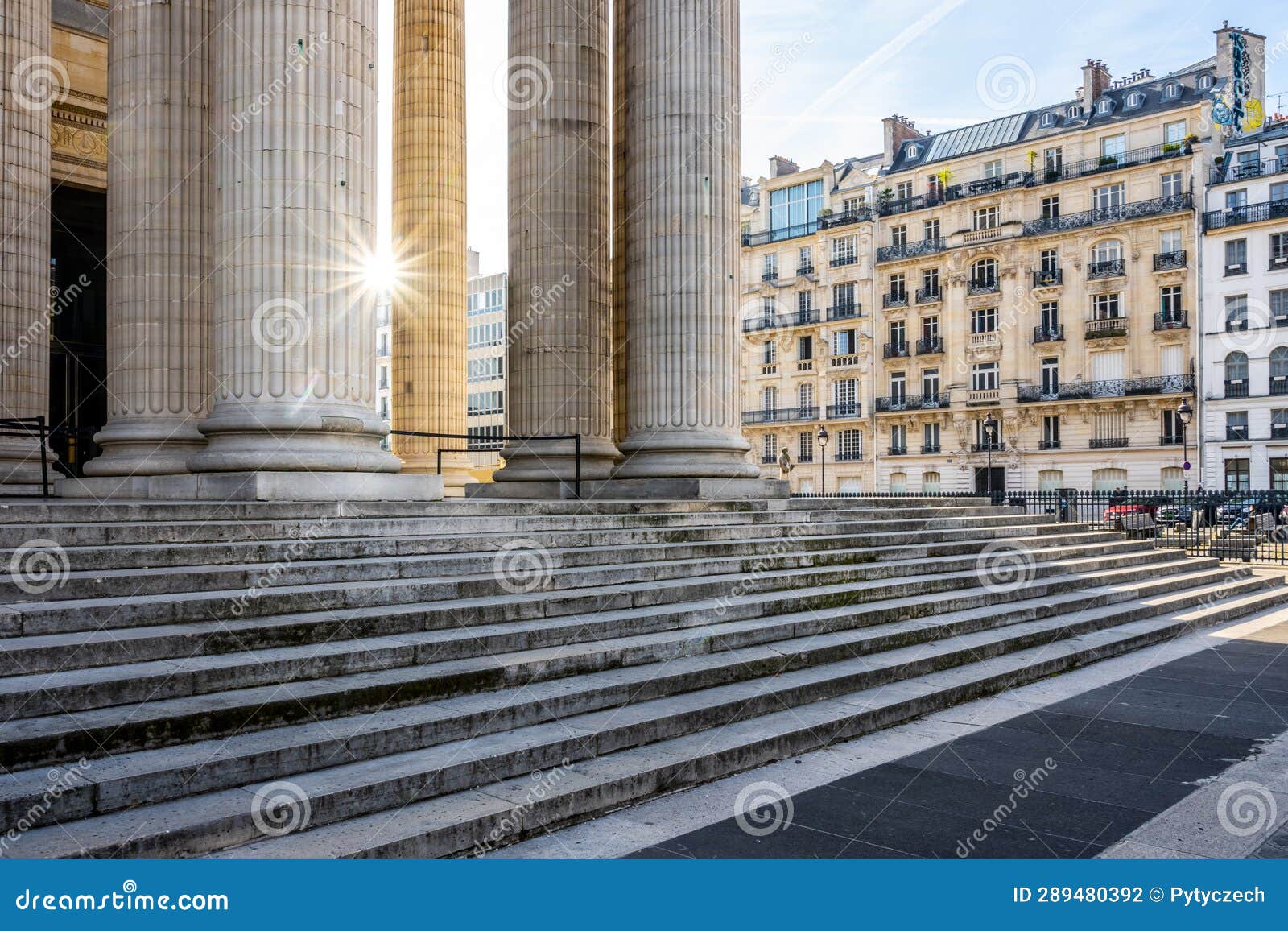 Main Staircase and Massive Ancient Columns of Pantheon in Paris Stock ...