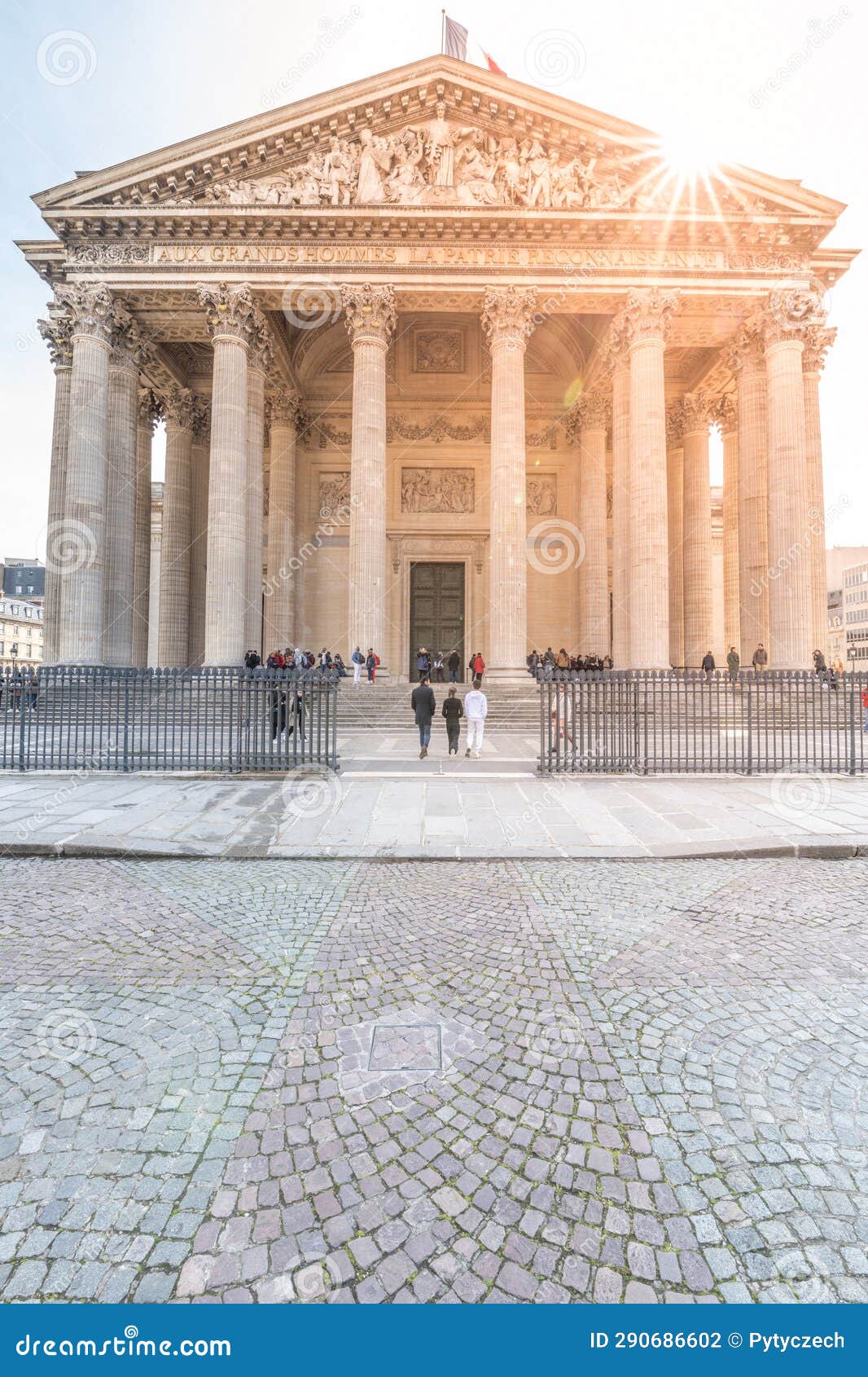 Main Staircase and Massive Ancient Columns of Pantheon in Paris ...