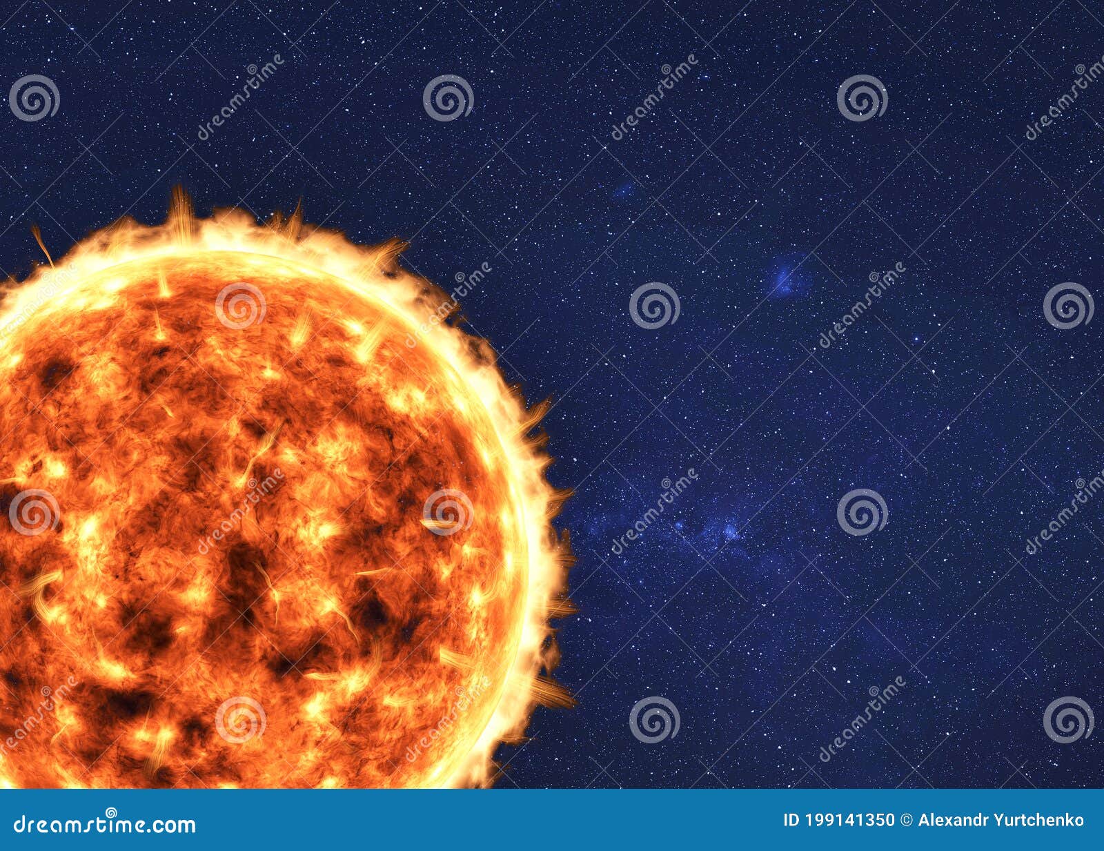 The Main Star Sun of Solar System in Outer Space. Stock Illustration ...