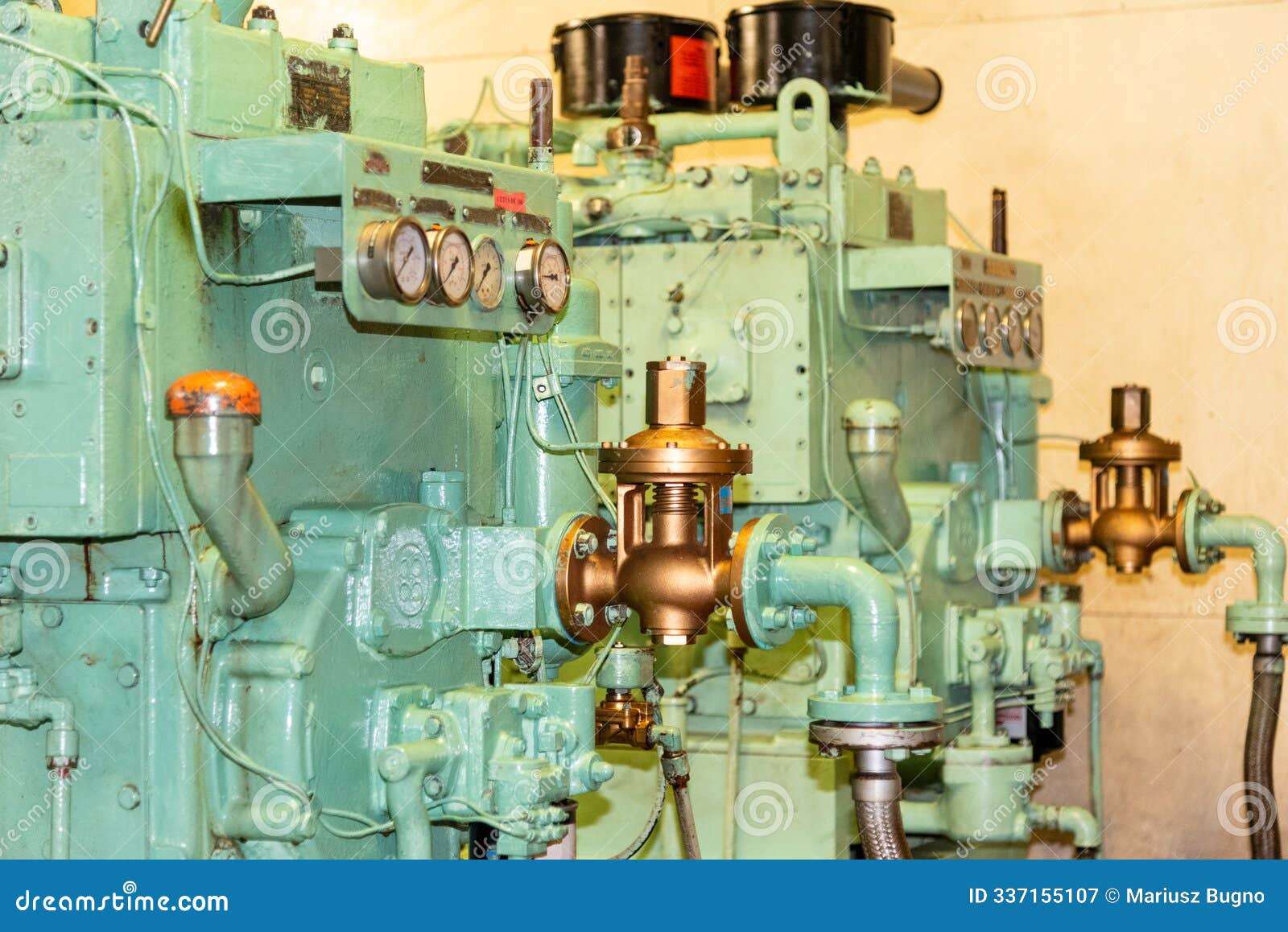 Main Starting Air Compressor of Cargo Ship. Stock Image - Image of ...