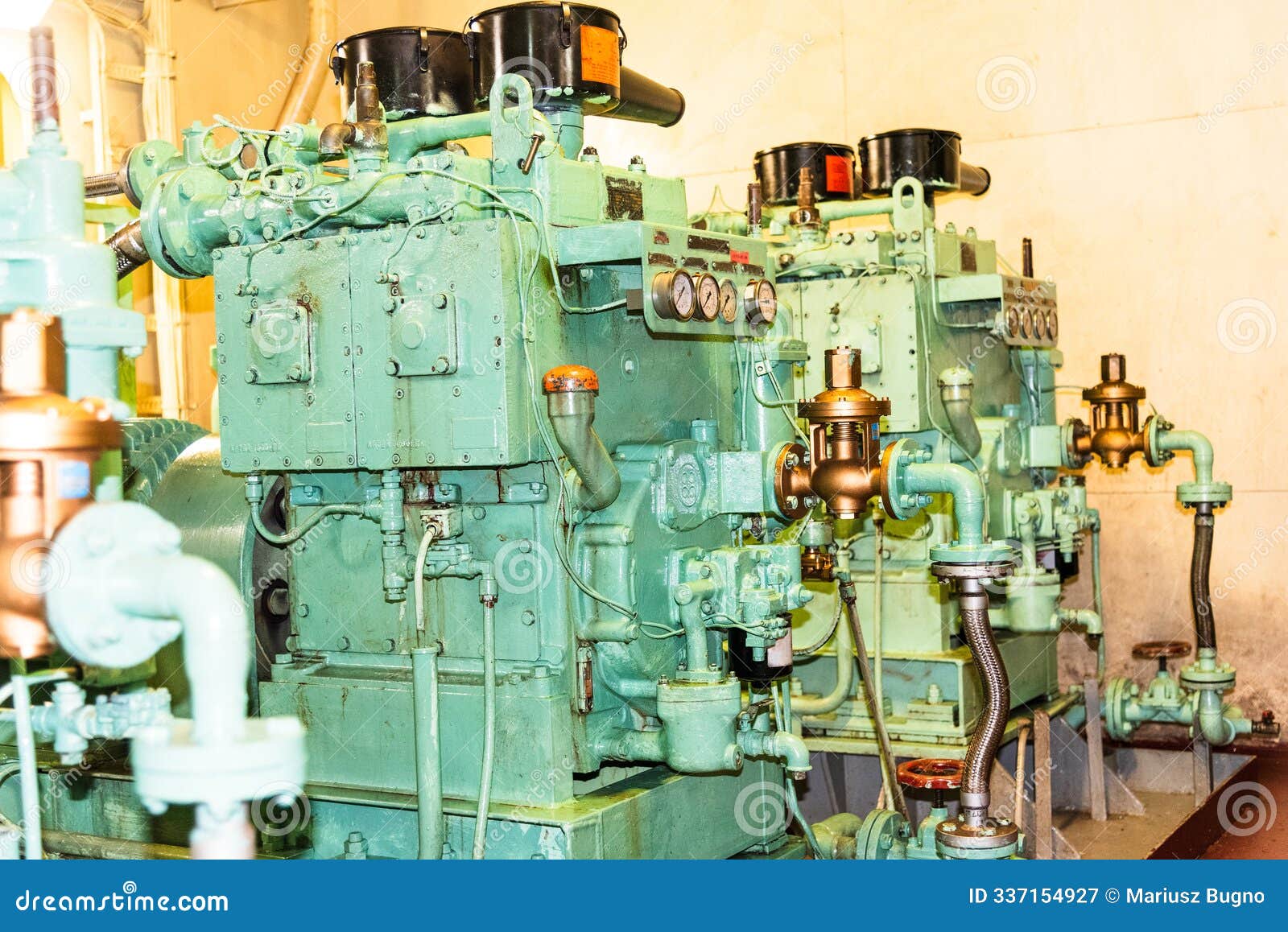 Main Starting Air Compressor of Cargo Ship. Stock Image - Image of ...