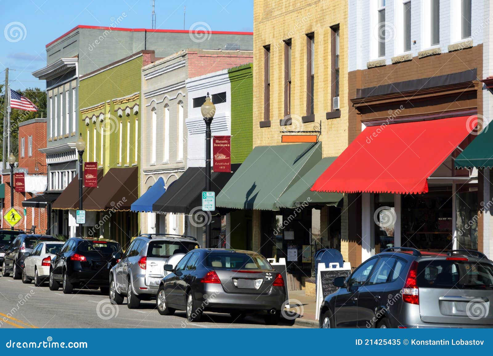 Main Street in American Town Stock Image - Image of america, brown ...