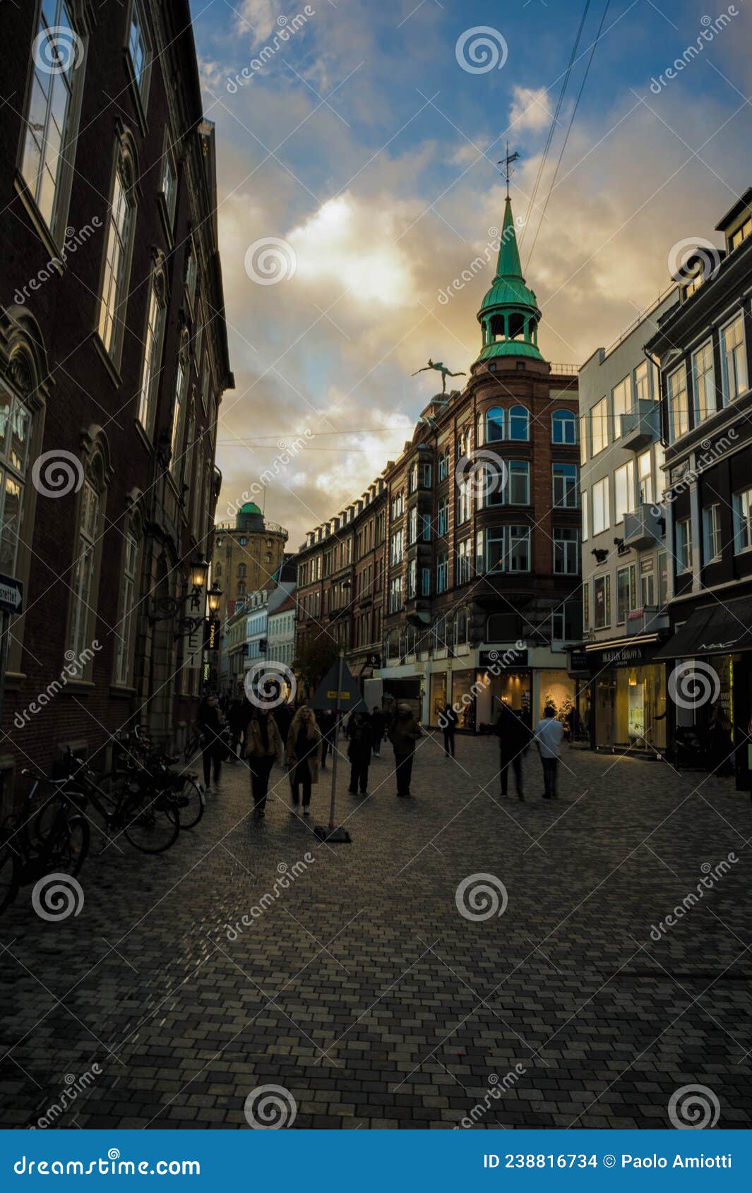 Main Street in Copenhagen Downtown Editorial Stock Image - Image of ...