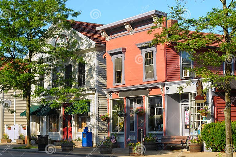 Main Street shops stock image. Image of storefronts, fashioned - 5596319