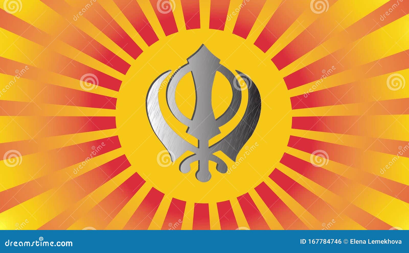 The Main Symbol of Sikhism Sign Khanda Silver. Red and Gold Gradient ...