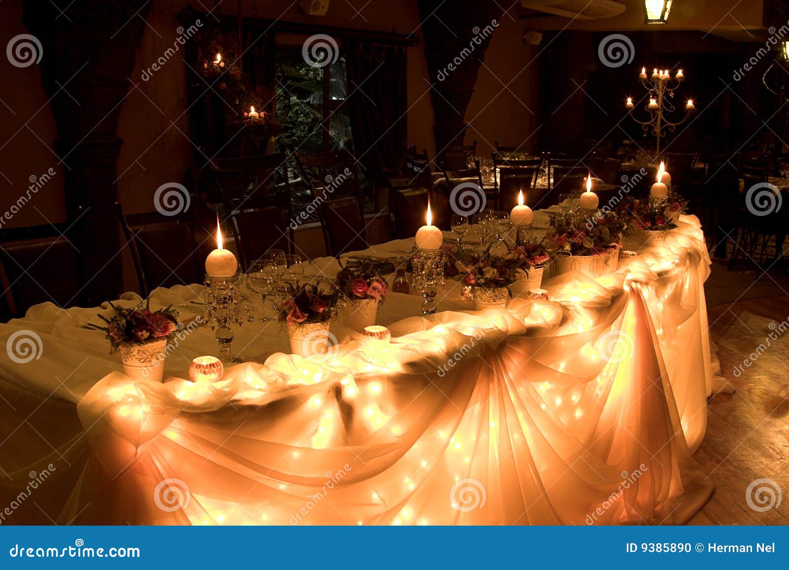 Main Table stock photo. Image of table, glasses, lights - 9385890
