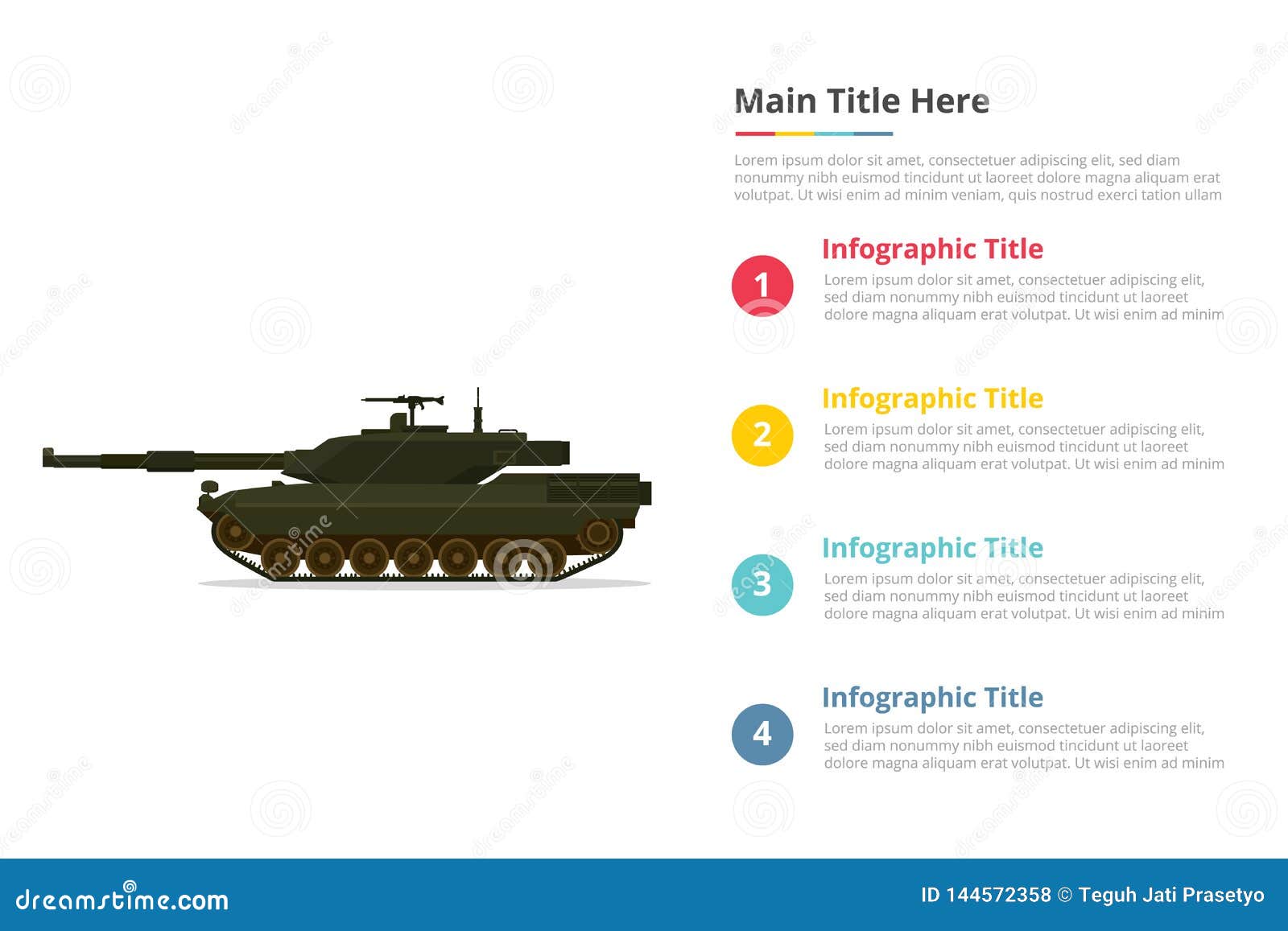 Main Tank Battle Infographics Template with 4 Points of Free Space Text ...