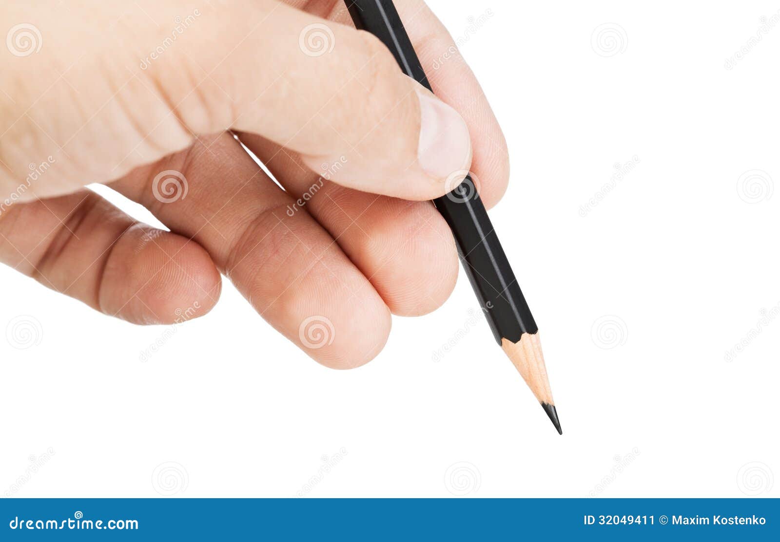 Main tenant le crayon image stock. Image du classique - 32049411