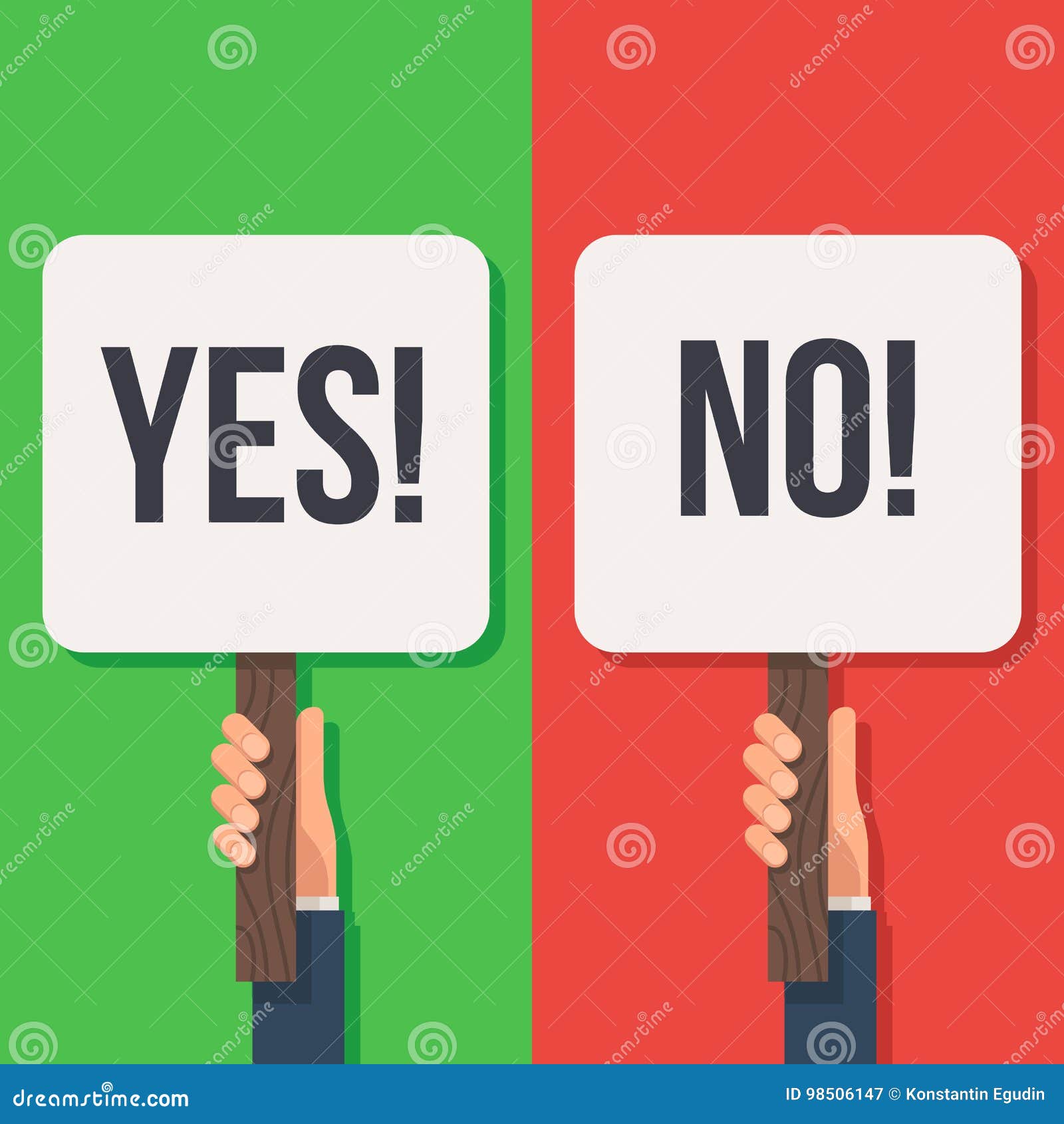 Main Tenant Le Signe Oui Et Non Illustration de Vecteur - Illustration ...