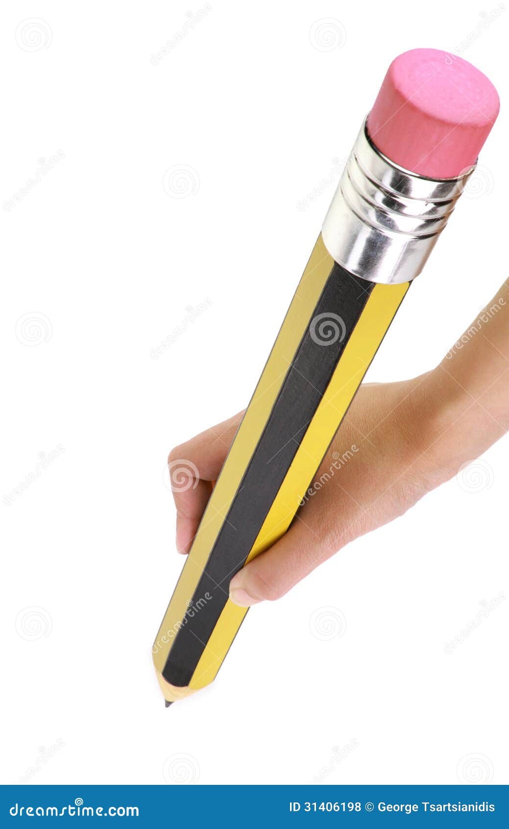 Main Tenant Un Grand Crayon Photo stock - Image du étude, professeur ...