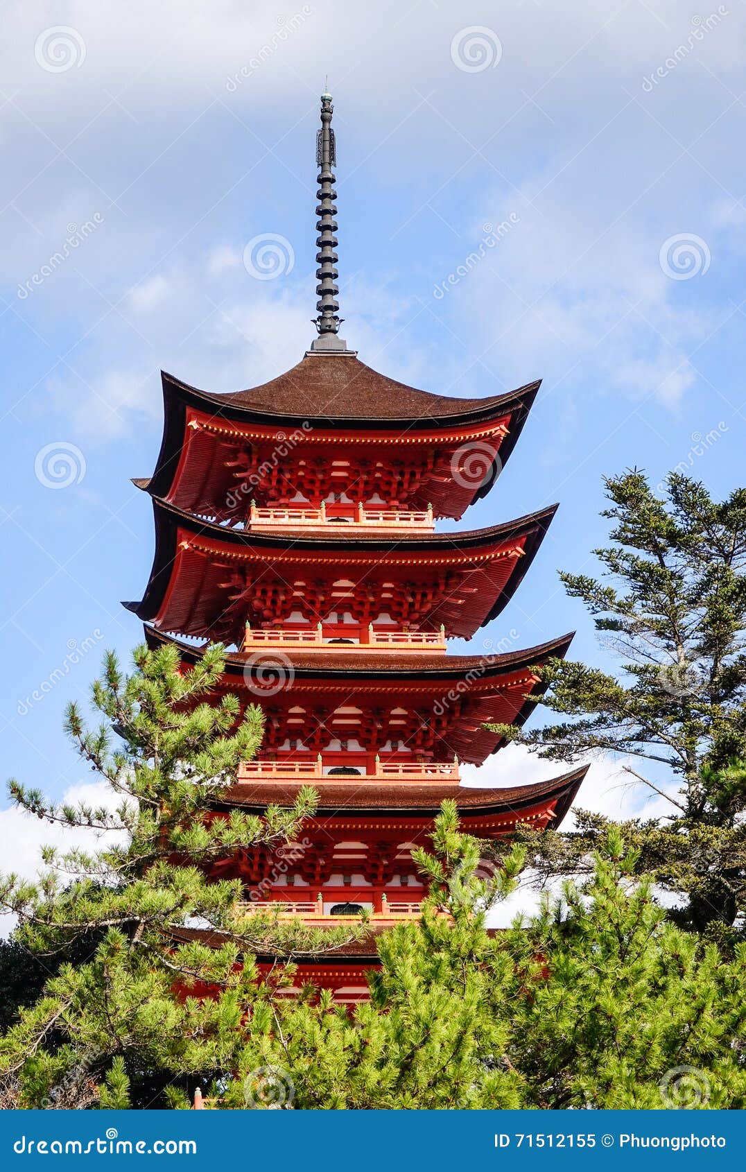 The Main Tower of Itsukushima Shrine in Hiroshima, Japan Stock Image ...