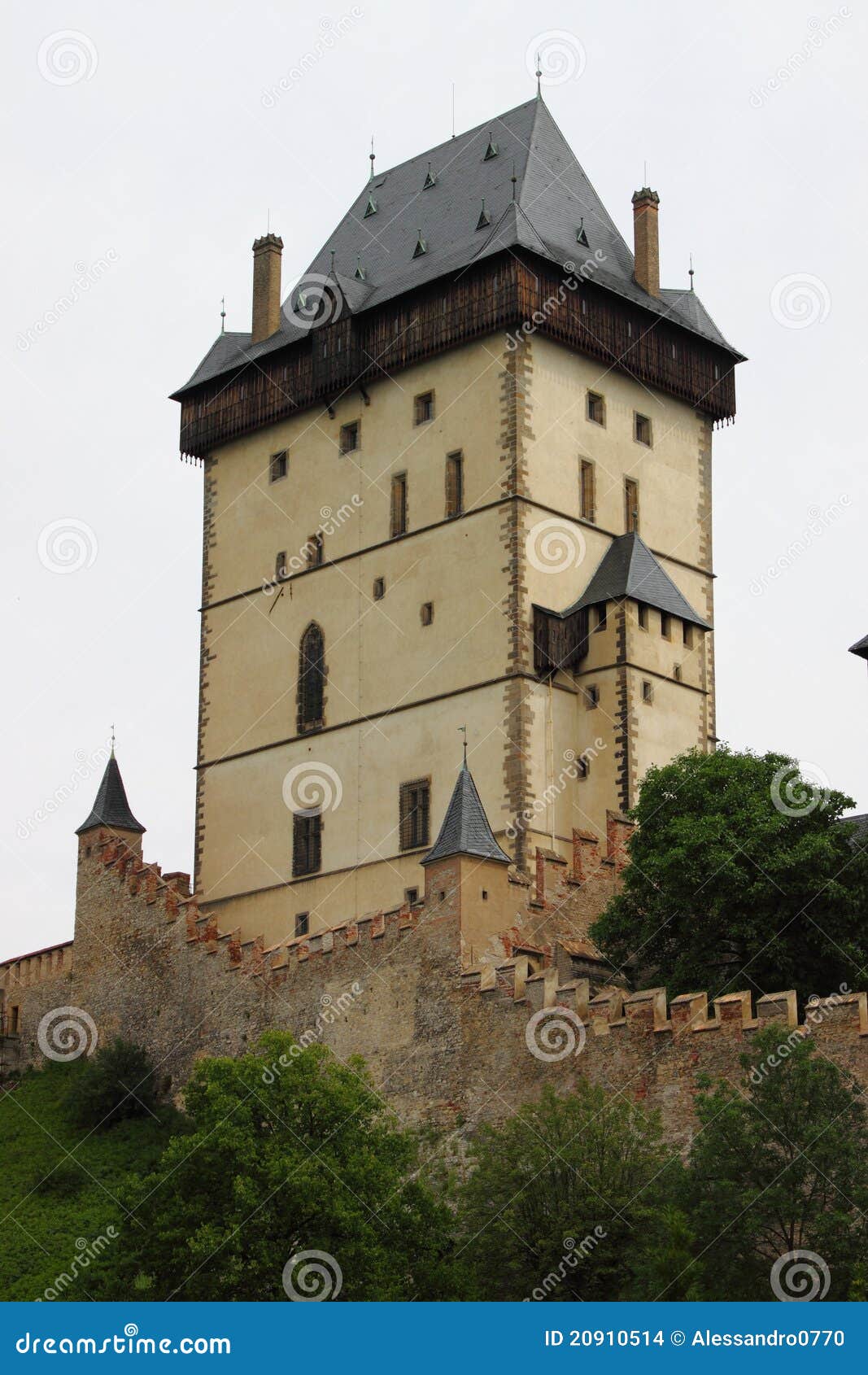 Main Tower of Karlstein Castle Stock Photo - Image of historic, journey ...