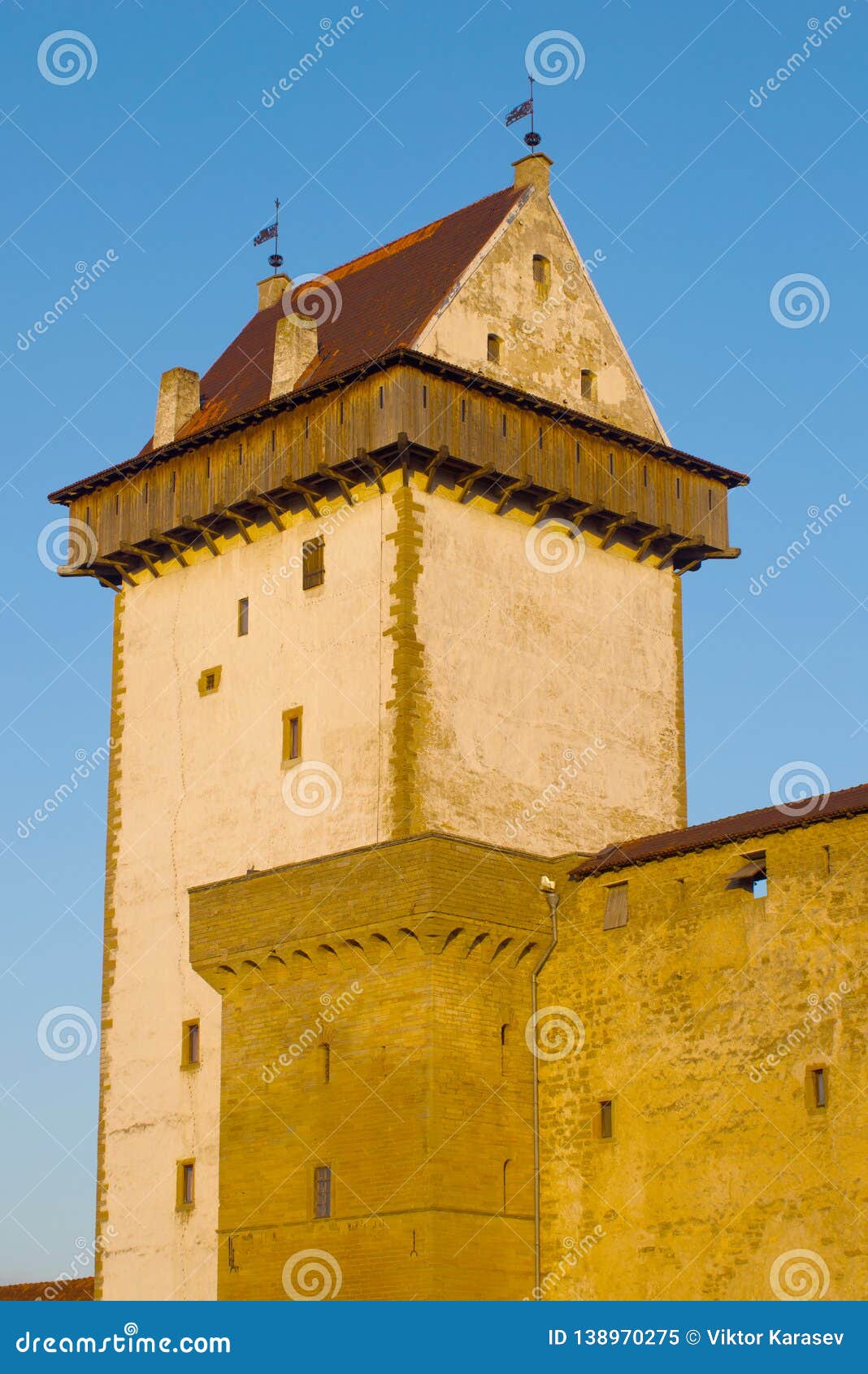 Main Tower Long Hermann of the Medieval Castle of Narva Close-up. Narva ...