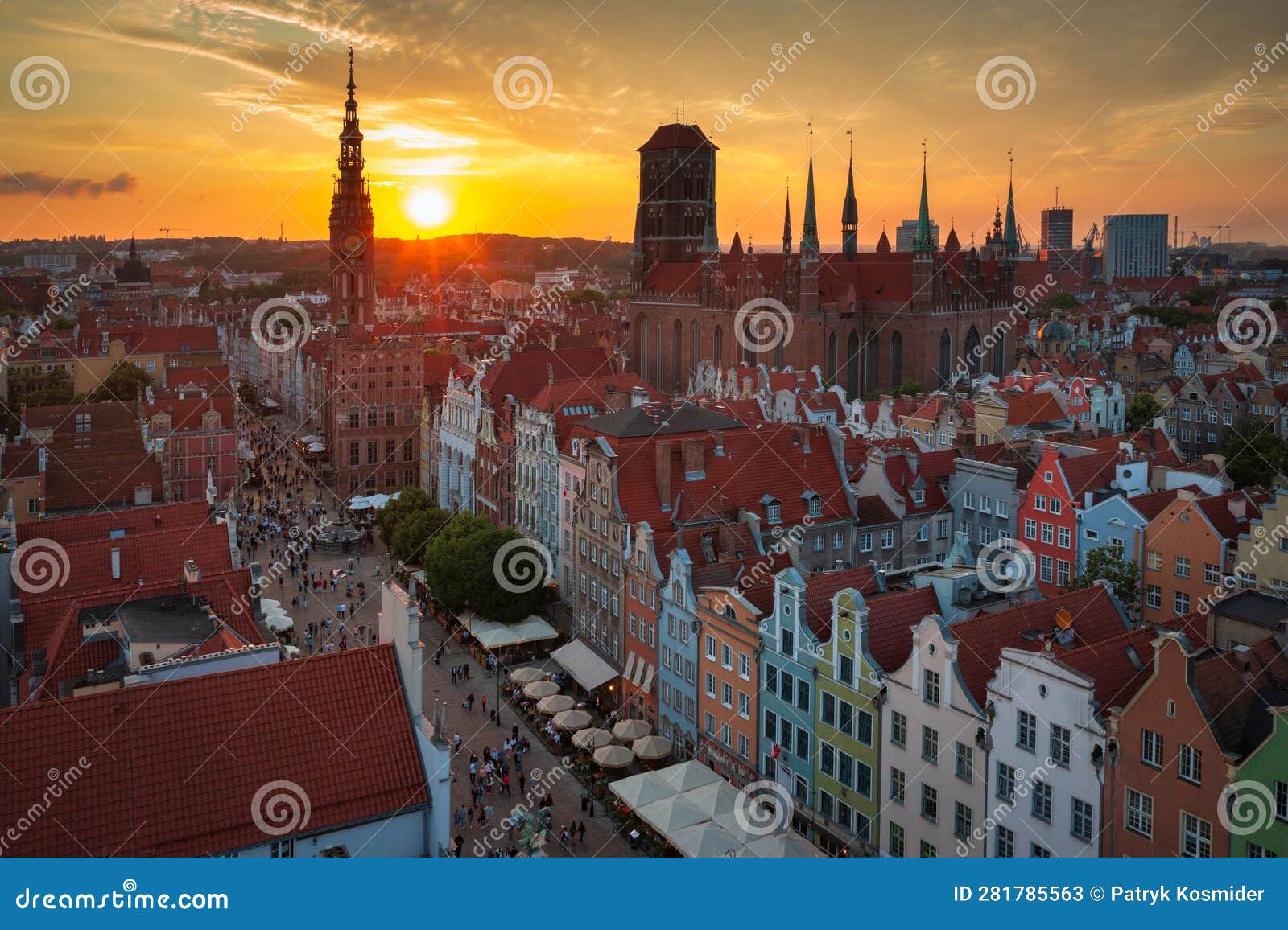 The Main Town of Gdansk at Sunset, Poland Stock Image - Image of ...
