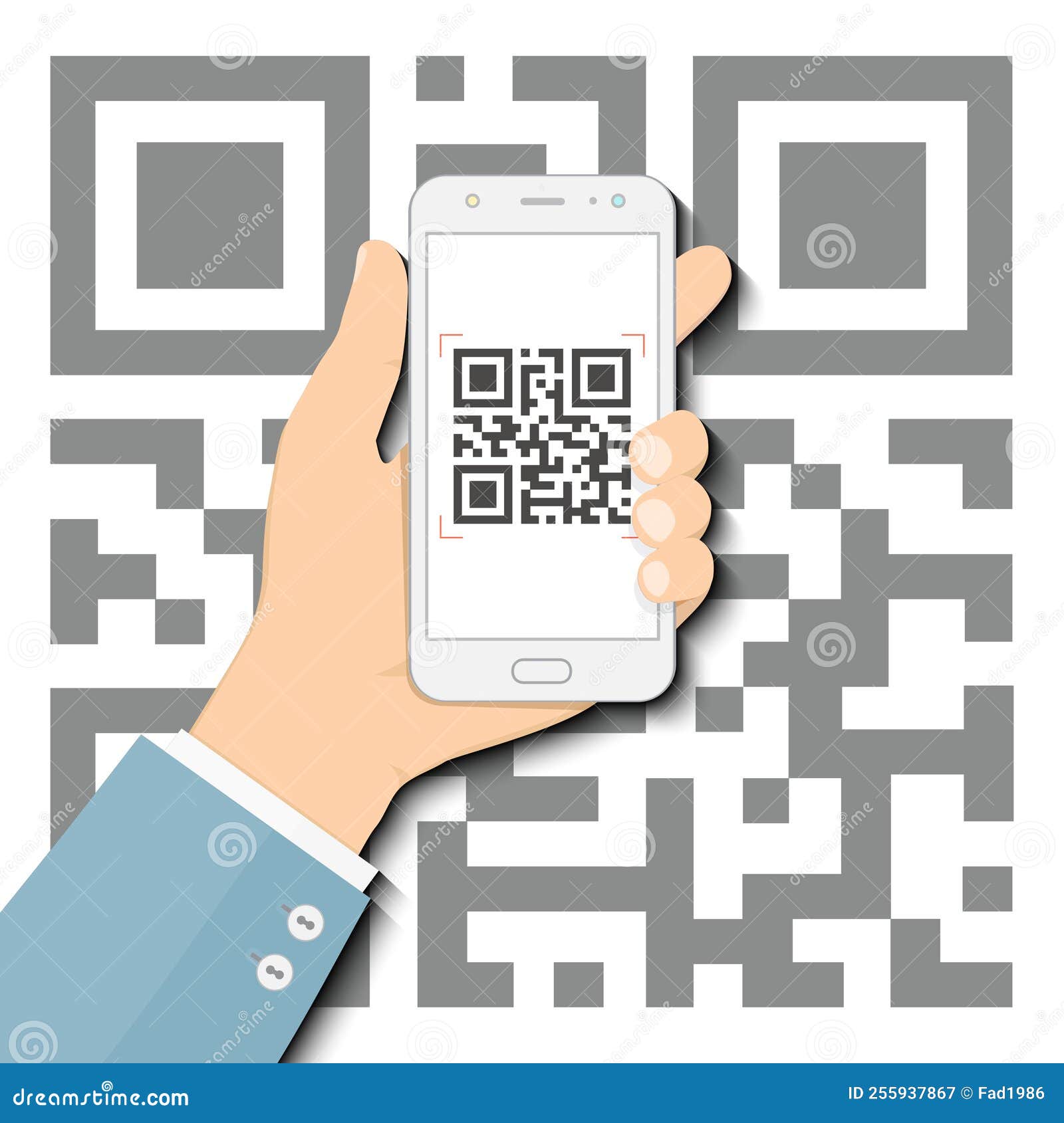 Main Utilisation Du Code Qr De Scanne Mobile Illustration de Vecteur ...
