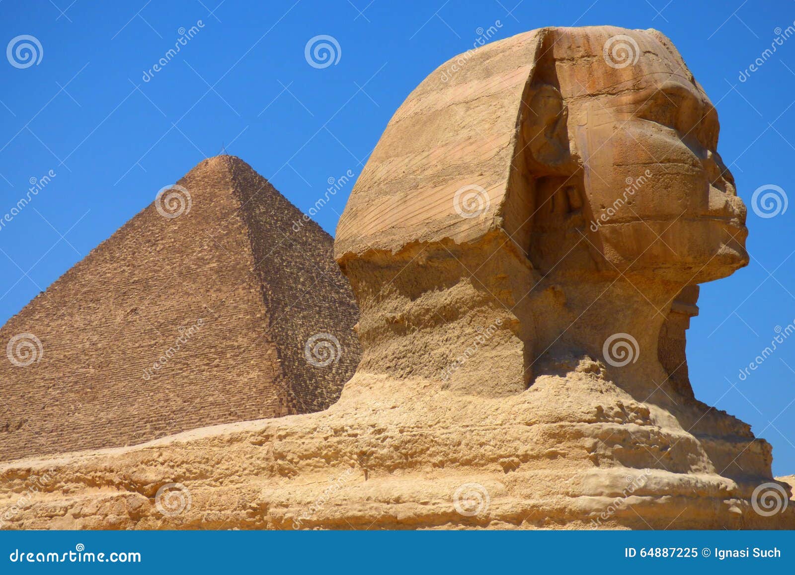 Main View of the Great Sphinx of Giza with Pyramid Backwards, Egypt ...