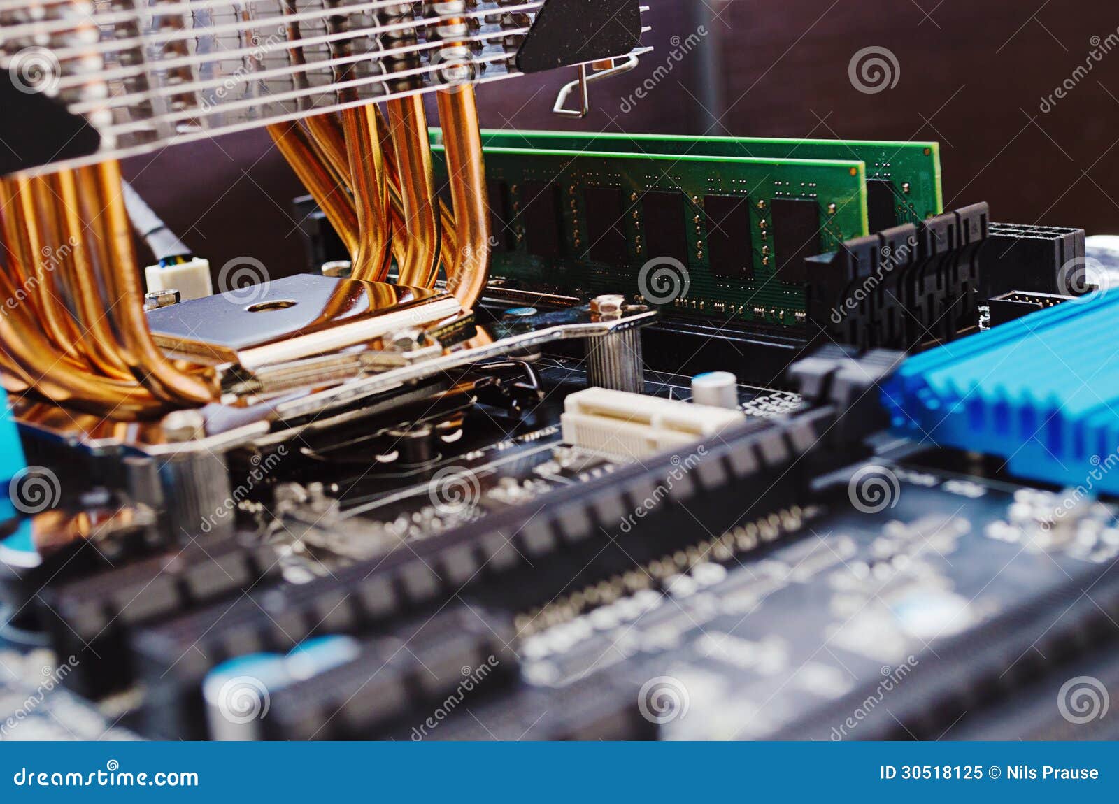 Mainboard and memory stock image. Image of motherboard - 30518125