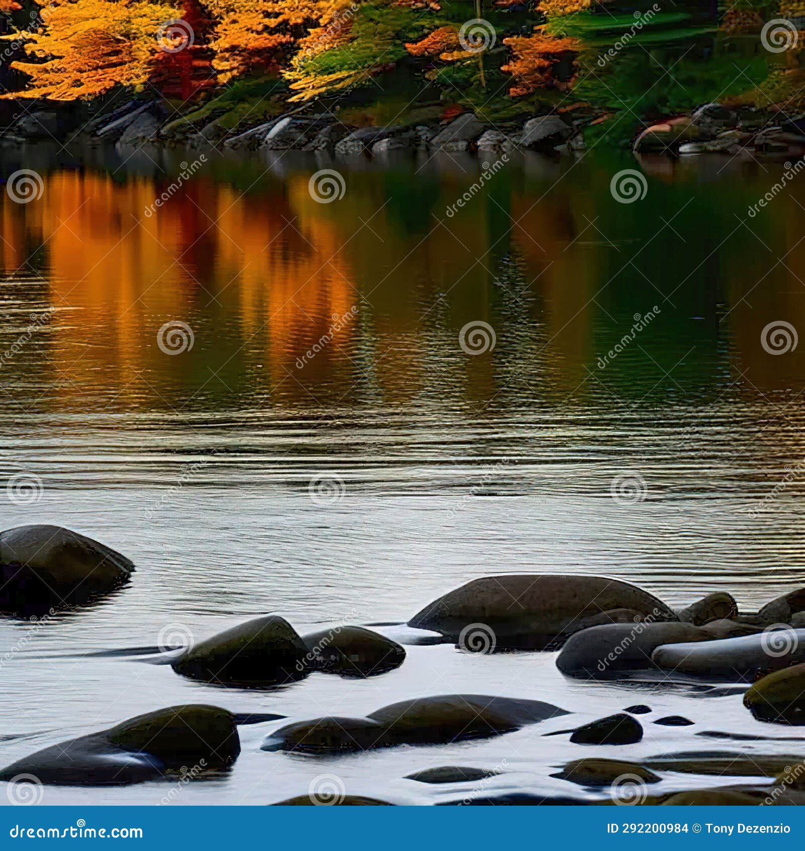 Maine Autumn River Scene stock photo. Image of river - 292200984