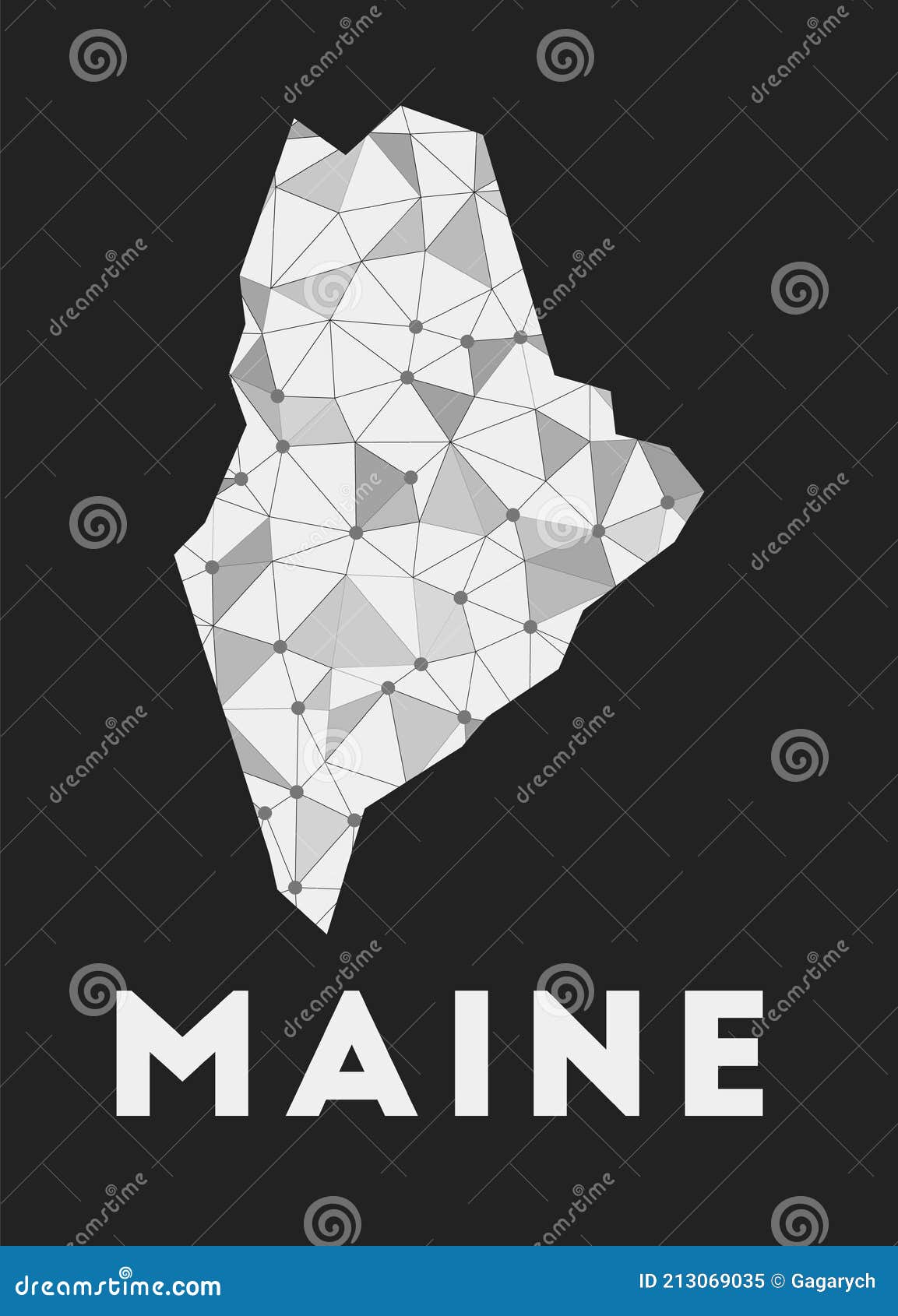Maine - Communication Network Map of Us State. Stock Vector ...