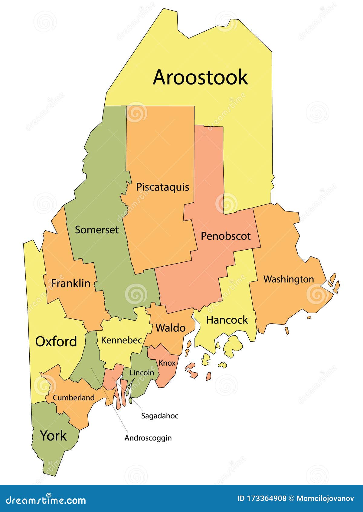 Maine County Map stock vector. Illustration of south - 173364908 Maine County Map stock vector. Illustration of south - 173364908