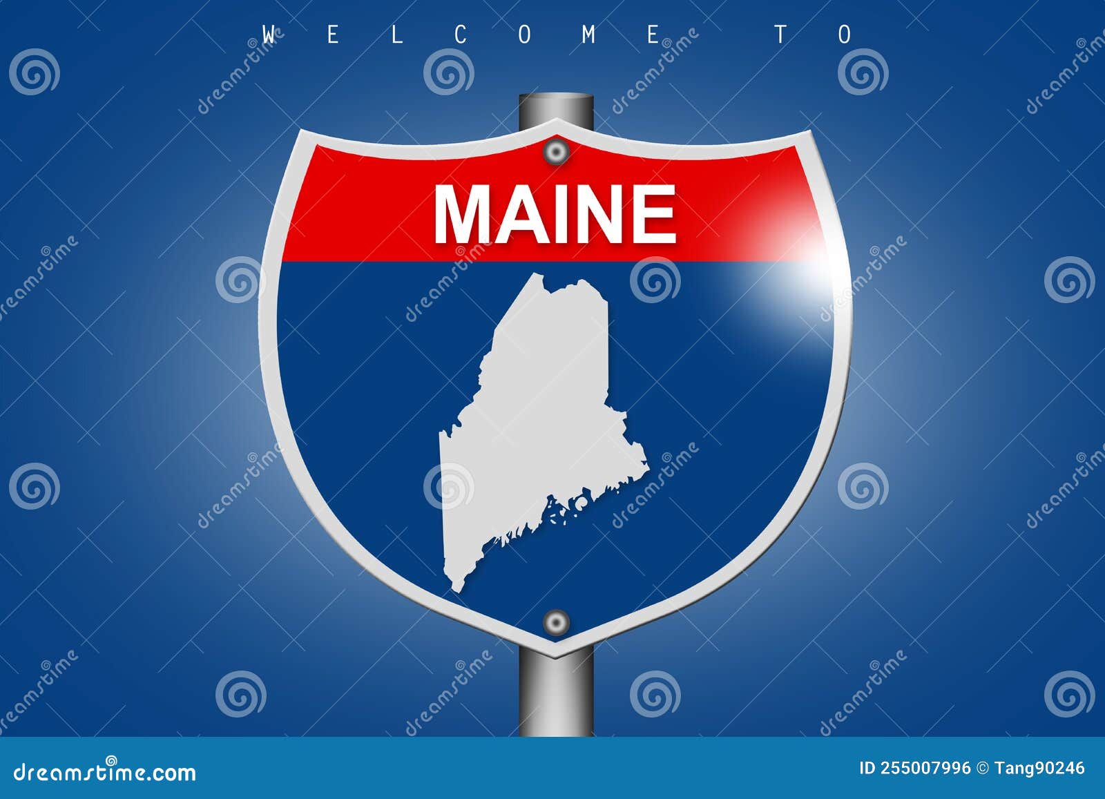 Maine Road Vector Map With Flag | CartoonDealer.com #106745439