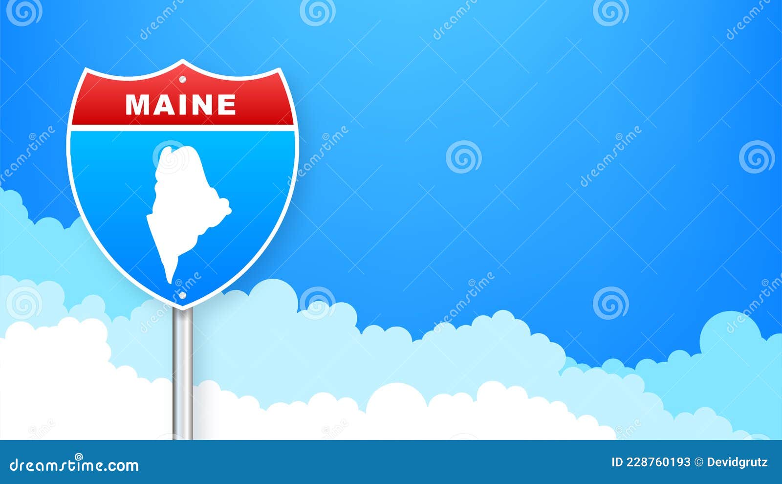 Maine Map on Road Sign. Welcome To State of Maine. Vector Illustration ...