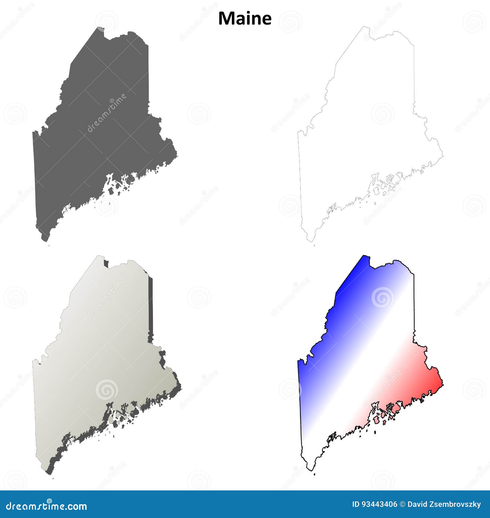 Maine Outline Map State Shape Cartoon Vector | CartoonDealer.com #187062863