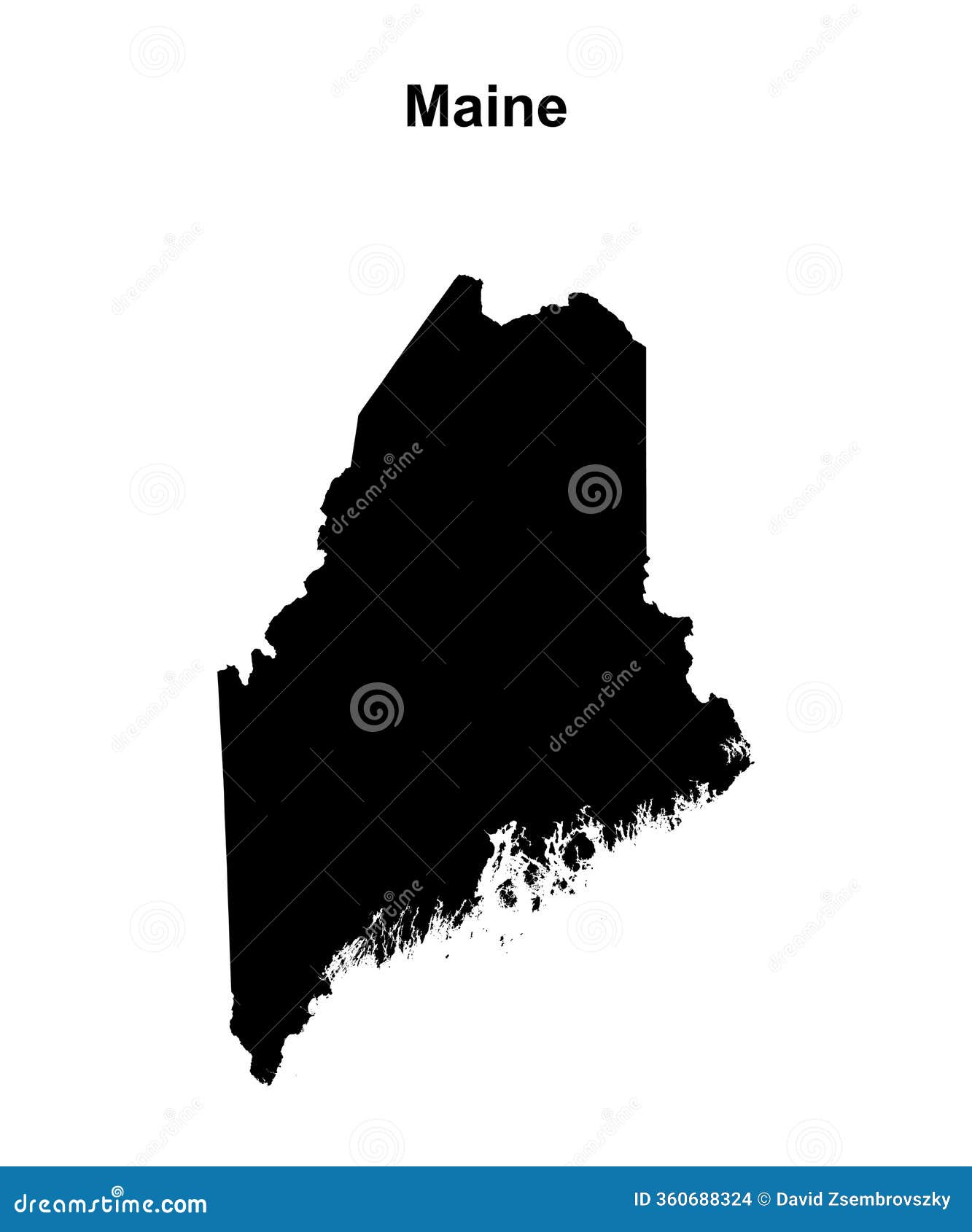 Maine Outline Map State Shape USA America Borders Vector Illustration ...
