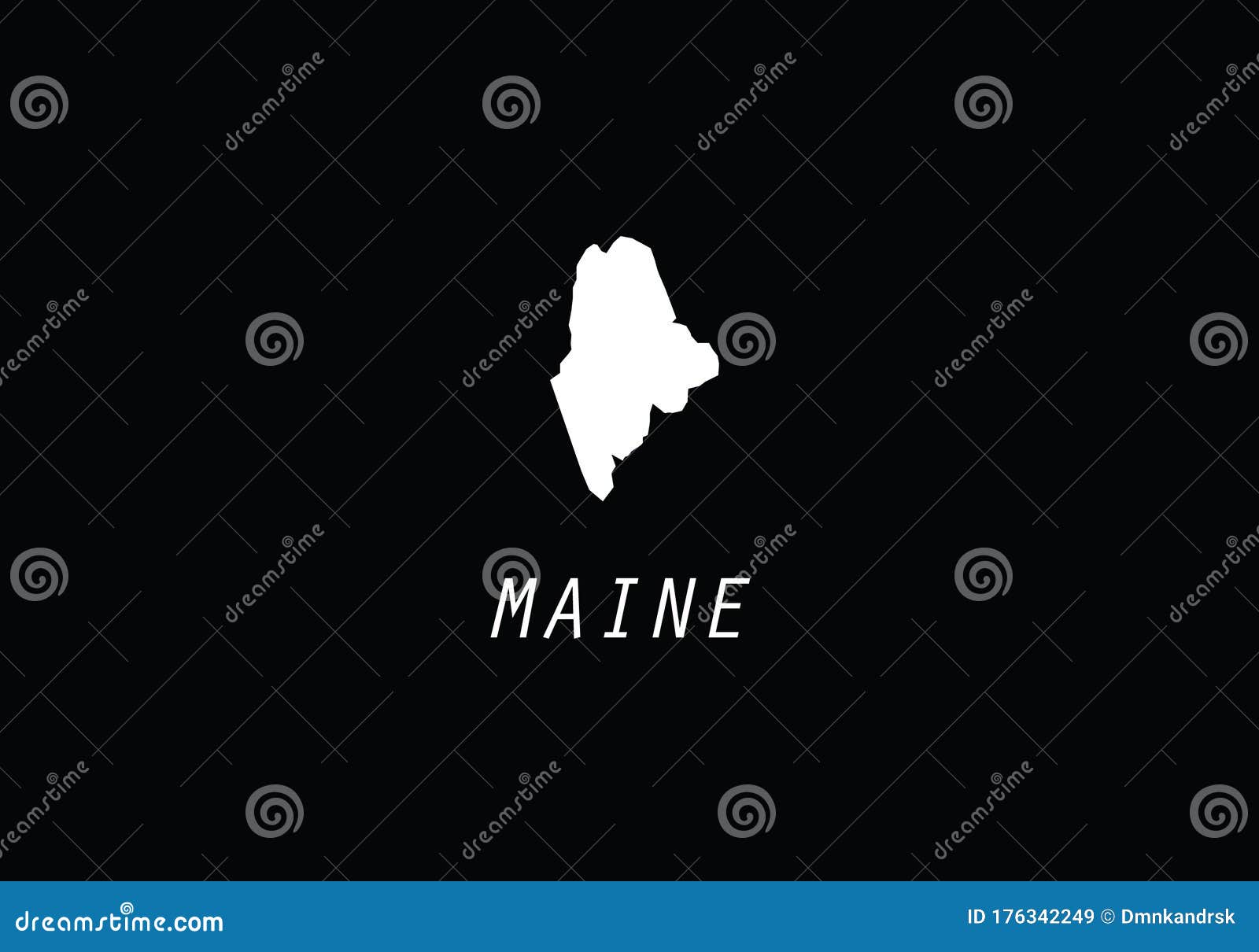 Maine Outline Map State Shape USA America Borders Stock Vector ...