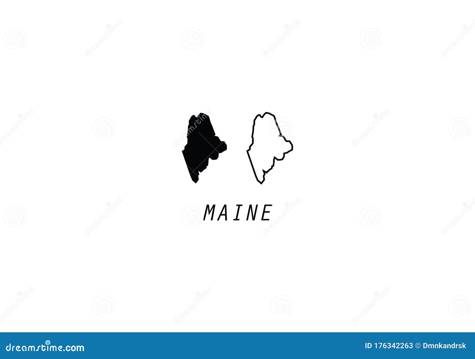 Maine Outline Map State Shape USA America Borders Stock Vector ...