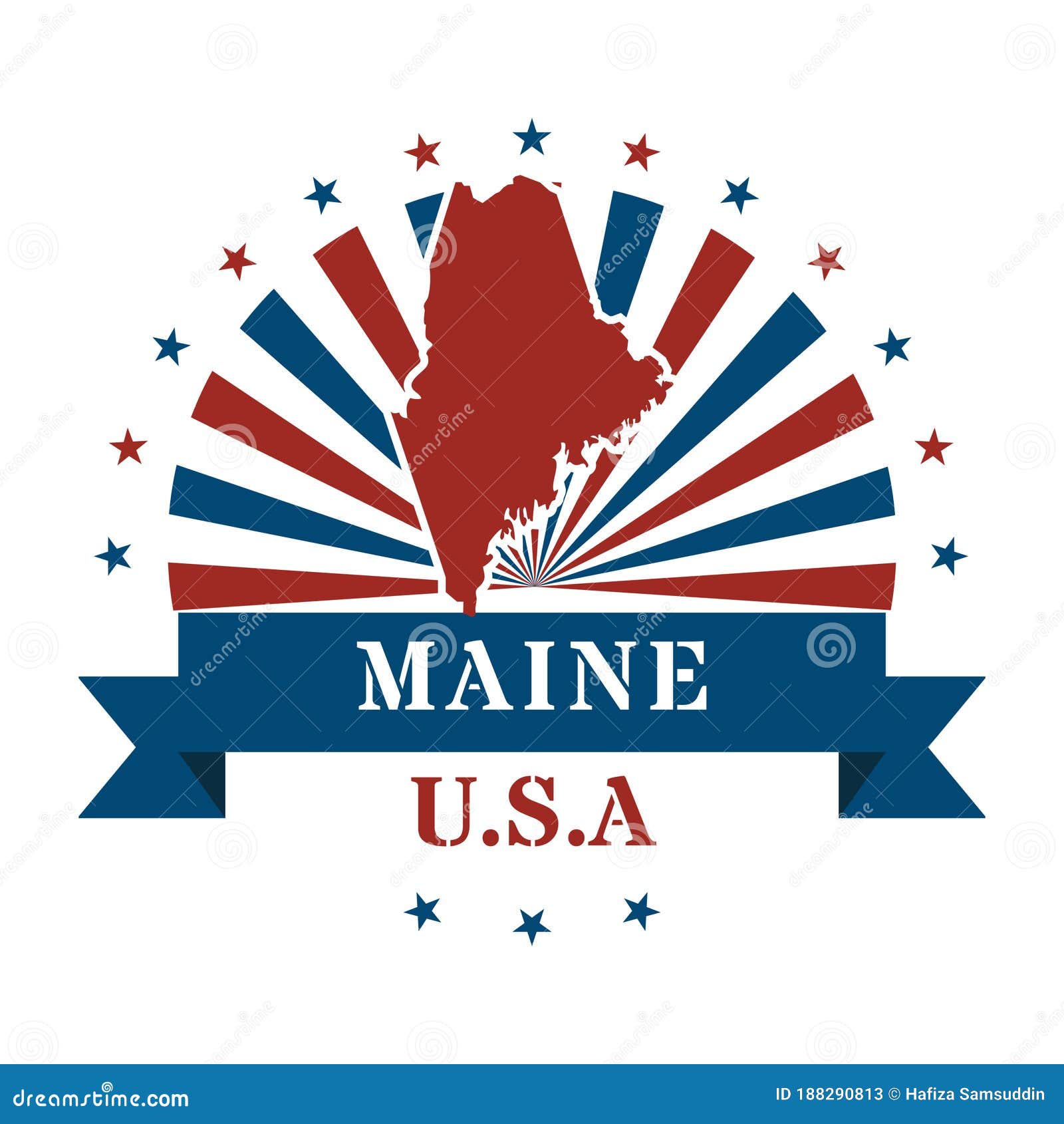 Maine State Map Label. Vector Illustration Decorative Design Stock ...