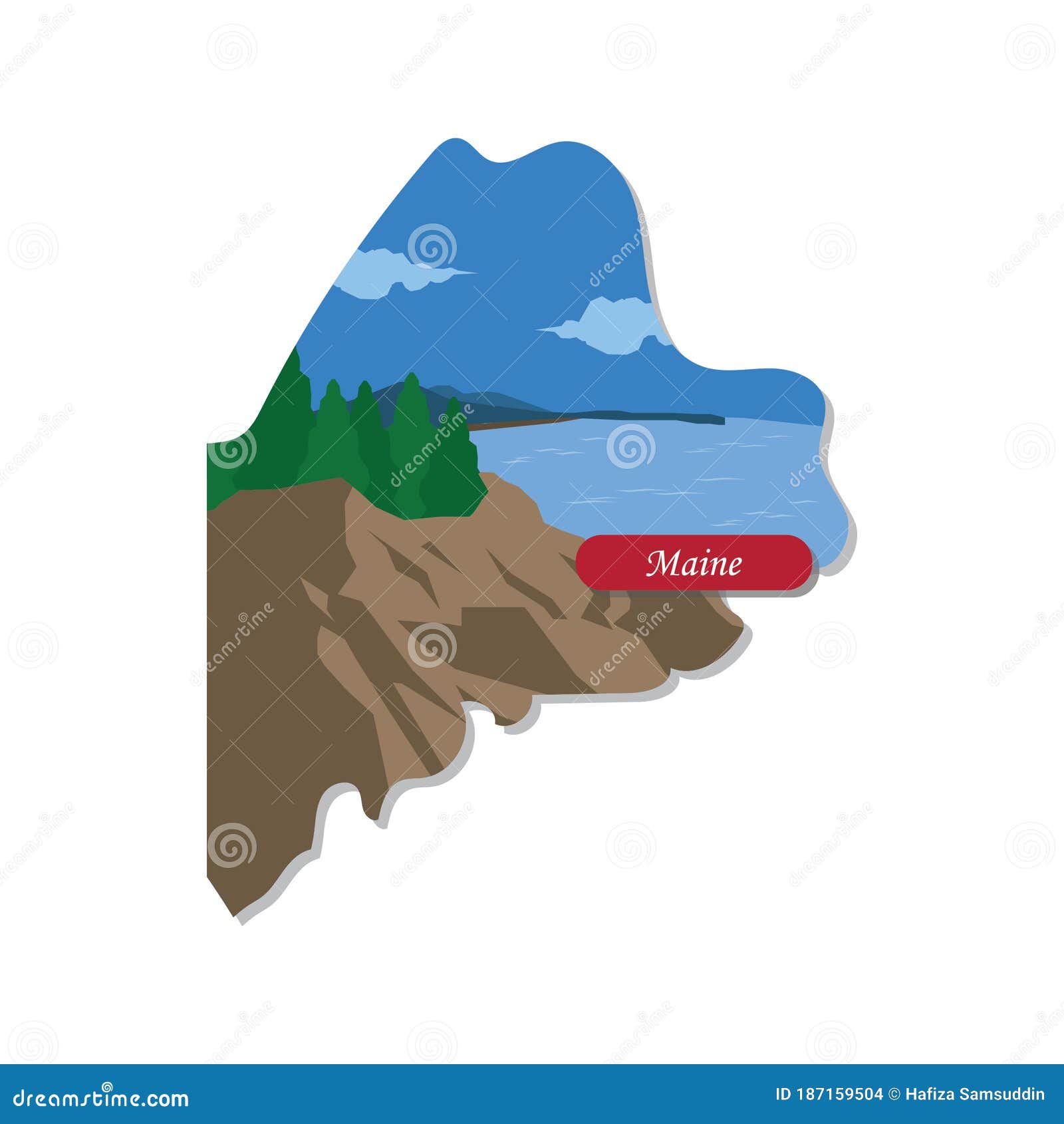 Maine State Map. Vector Illustration Decorative Design Stock Vector ...