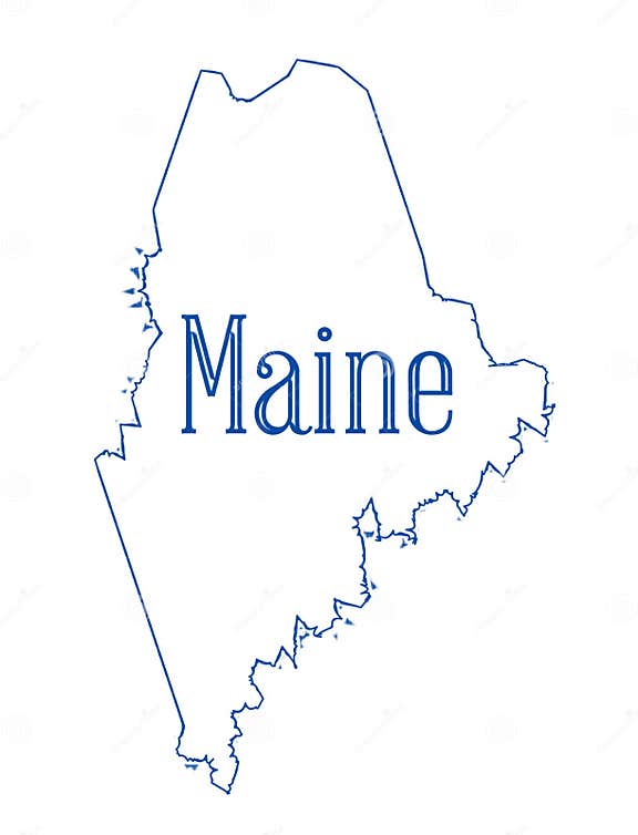Maine State Outline Map stock illustration. Illustration of blue ...