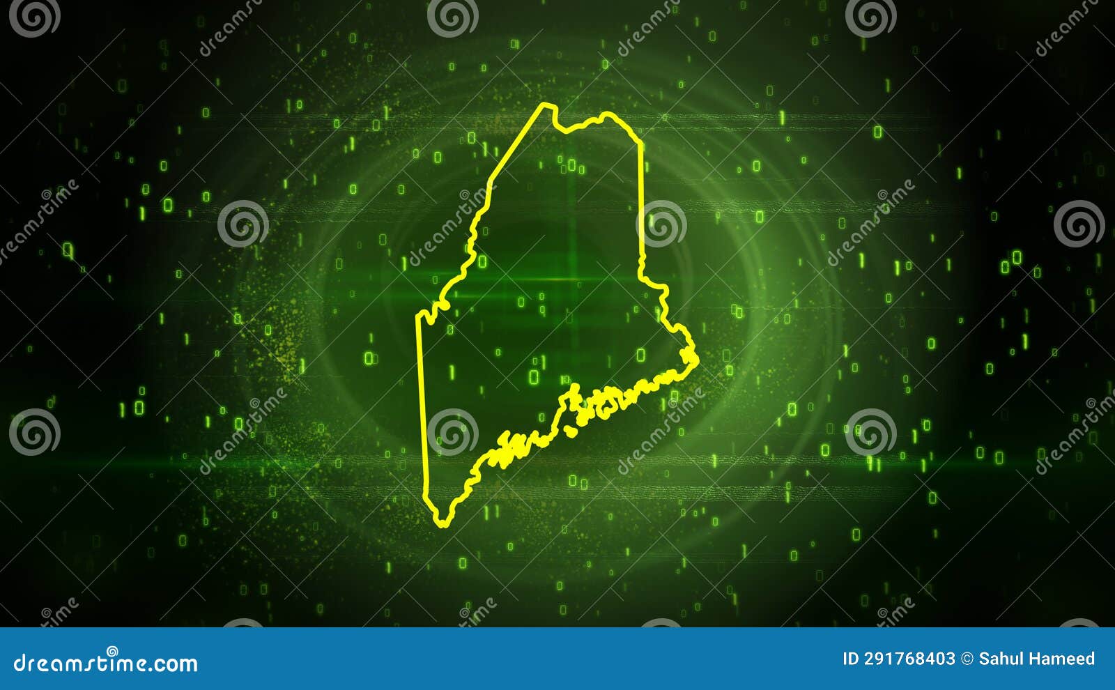 Maine State (USA) Map on Digital Background Stock Illustration ...