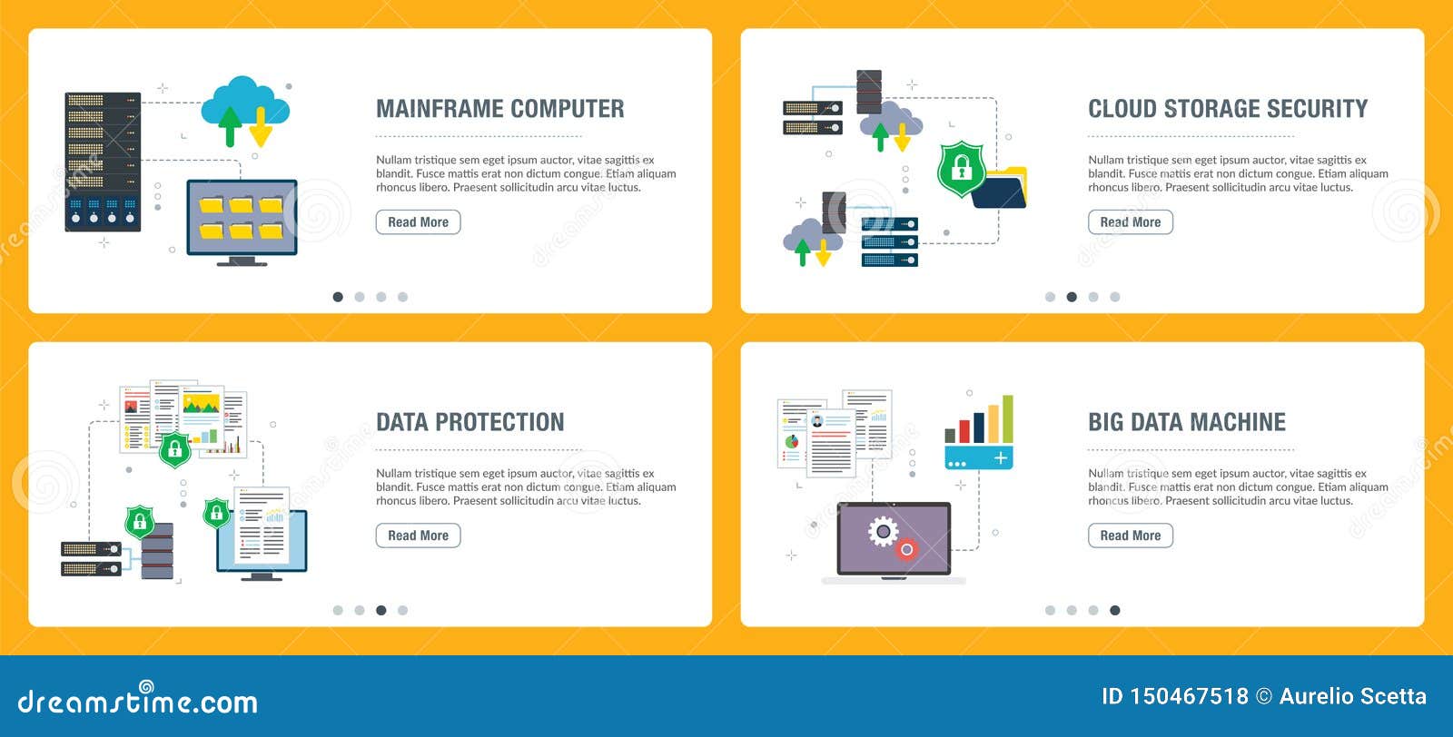 Mainframe Computer, Cloud Storage Security, Data Protection, Big Data Machine Vector ...