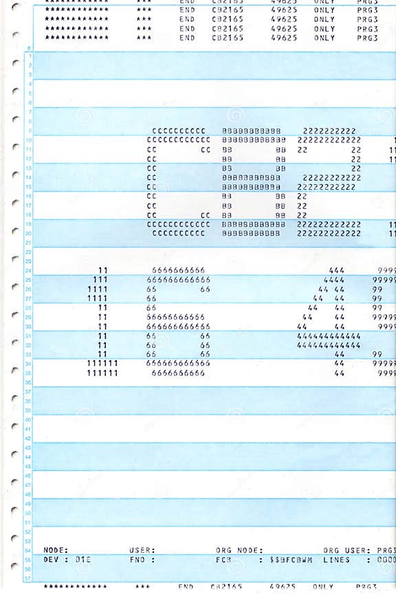 Mainframe Computer Print Output Stock Image - Image of learning ...